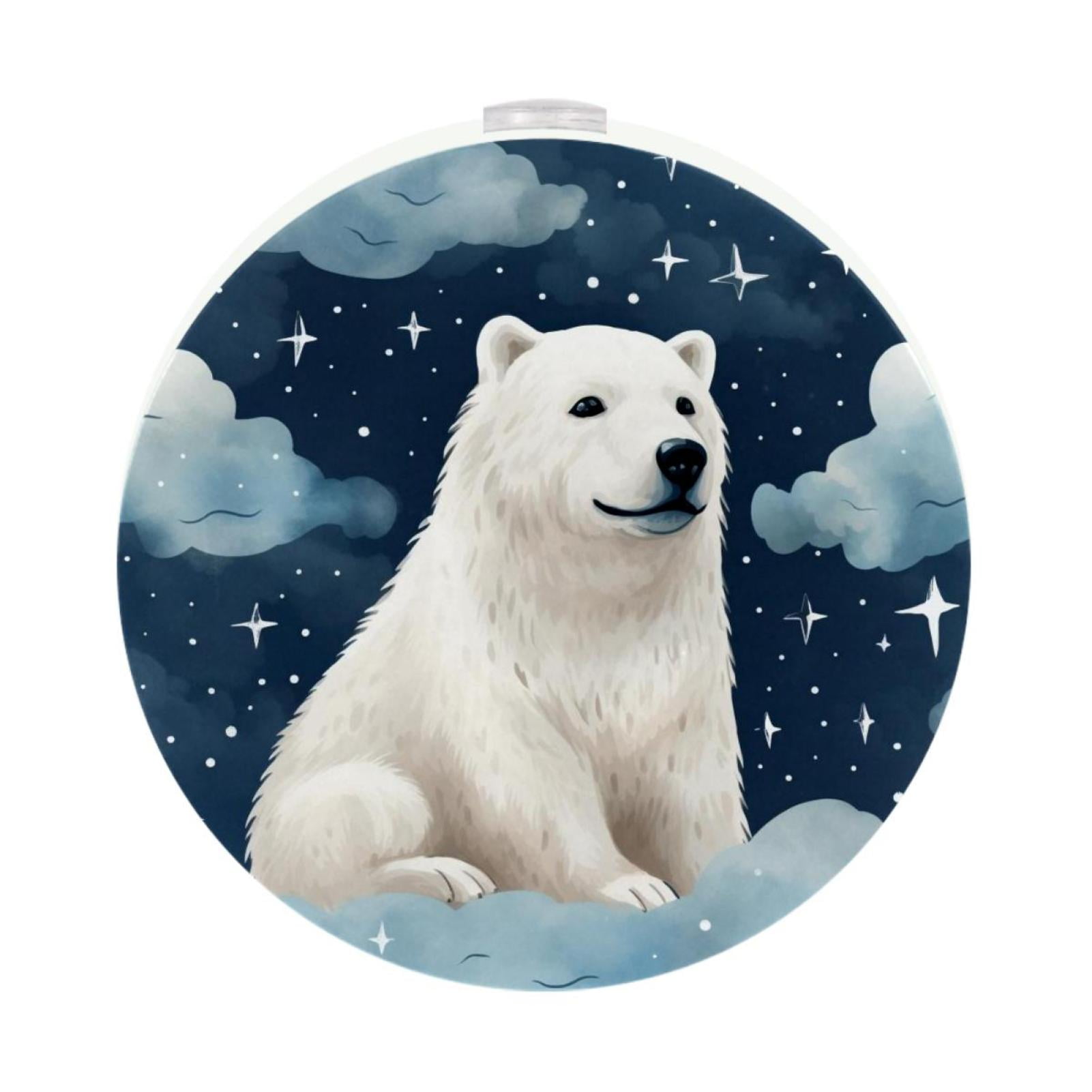 Polar Bear LED Round Night Light - 2PCS, Plug-in Dusk-to-Dawn Sensor ...