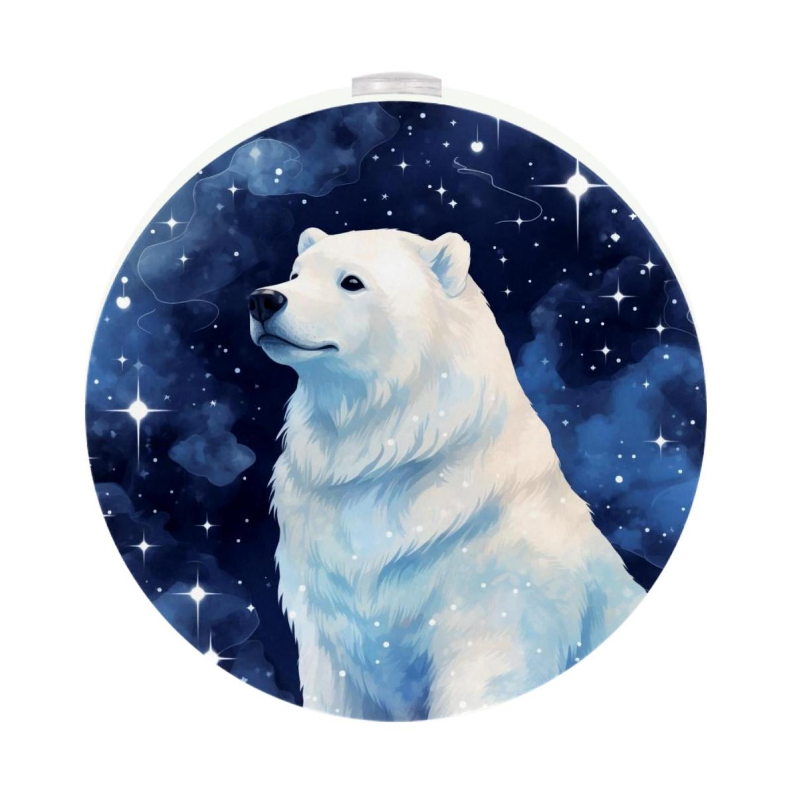 Polar Bear LED Round Night Light - 2PCS, Plug-in Dusk-to-Dawn Sensor ...
