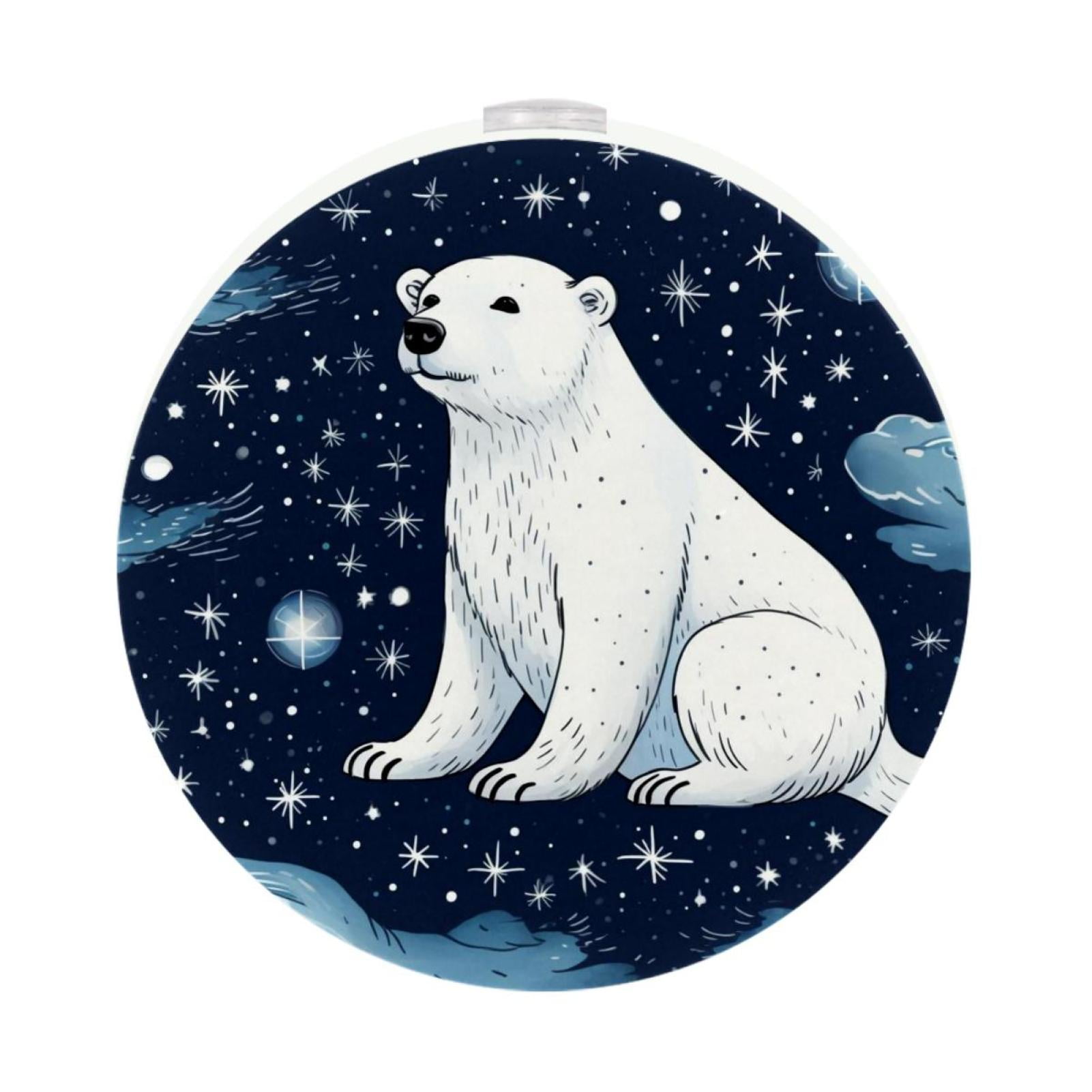 Polar Bear LED Round Night Light-2PCS, Plug-in Mini Wall Socket Soft ...