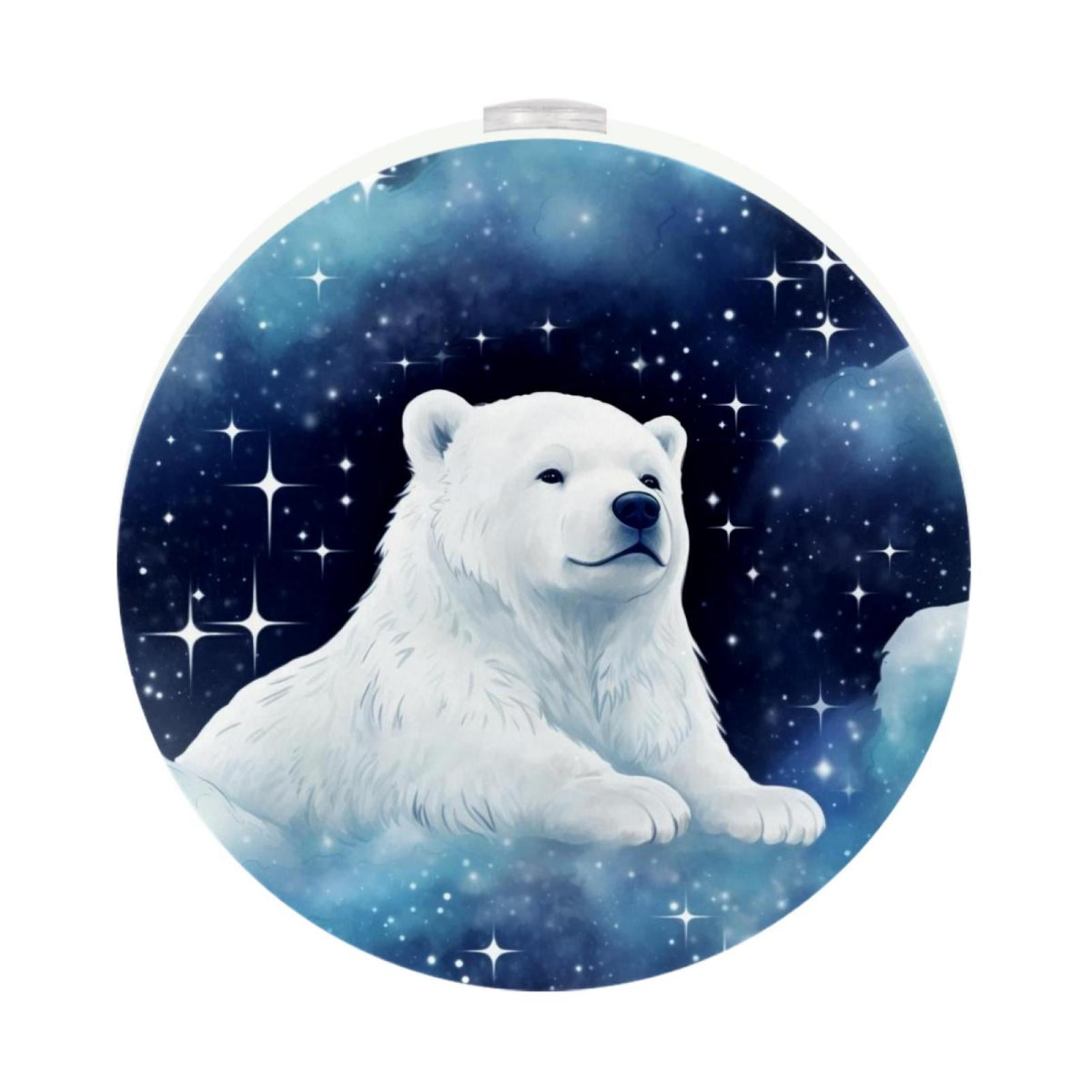 Polar Bear LED Round Night Light-2PCS, Plug-in Mini Wall Socket Soft ...