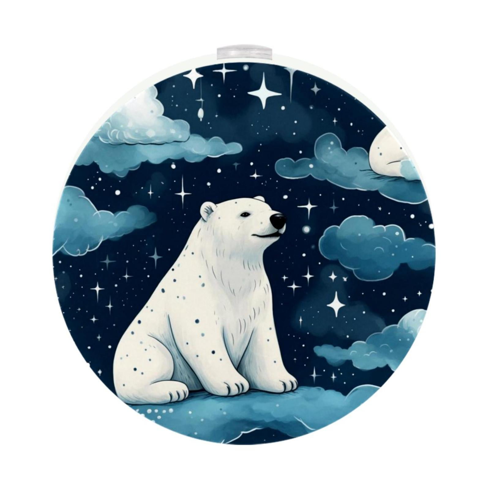 Polar Bear LED Round Night Light-2PCS, Plug-in Mini Wall Socket Soft ...