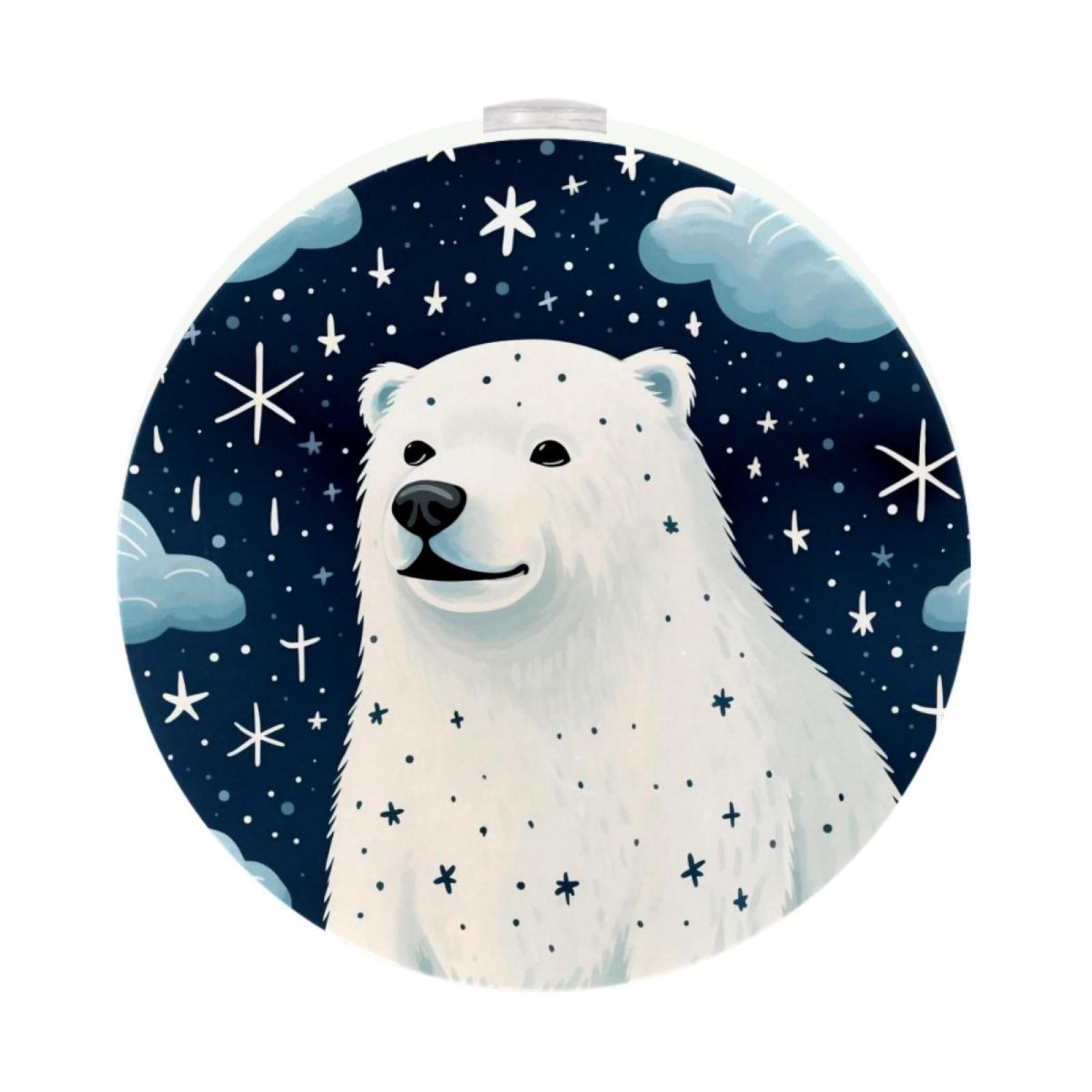 Polar Bear LED Round Night Light-2PCS, Plug-in Wall Lamp with Dusk to ...