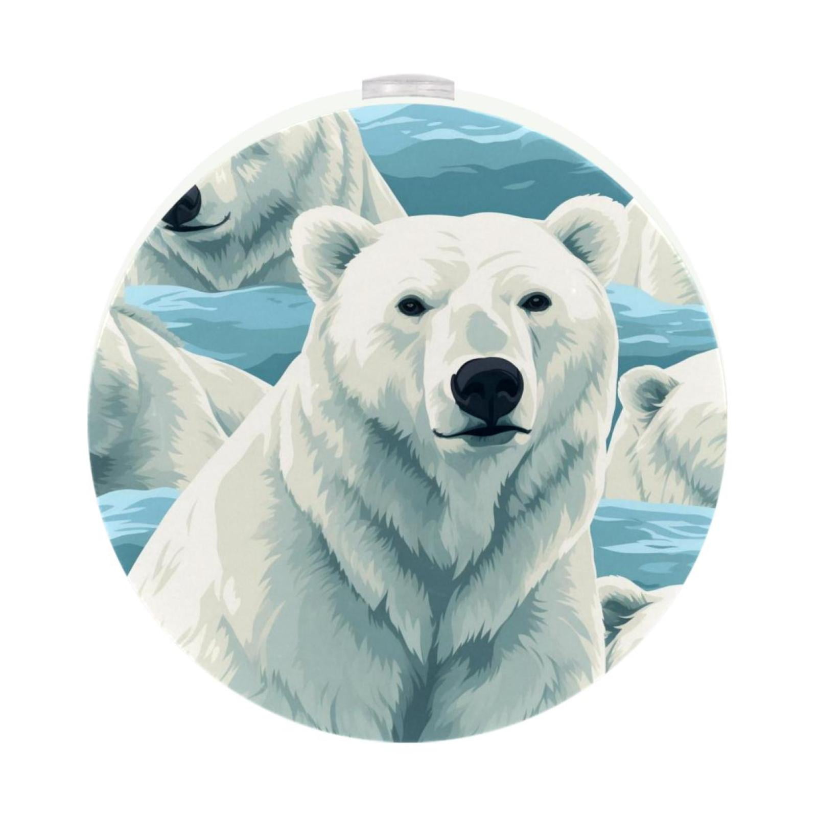 Polar Bear Led Round Night Light-2pcs, Dimmable Plug-in Mini Wall Lamp ...