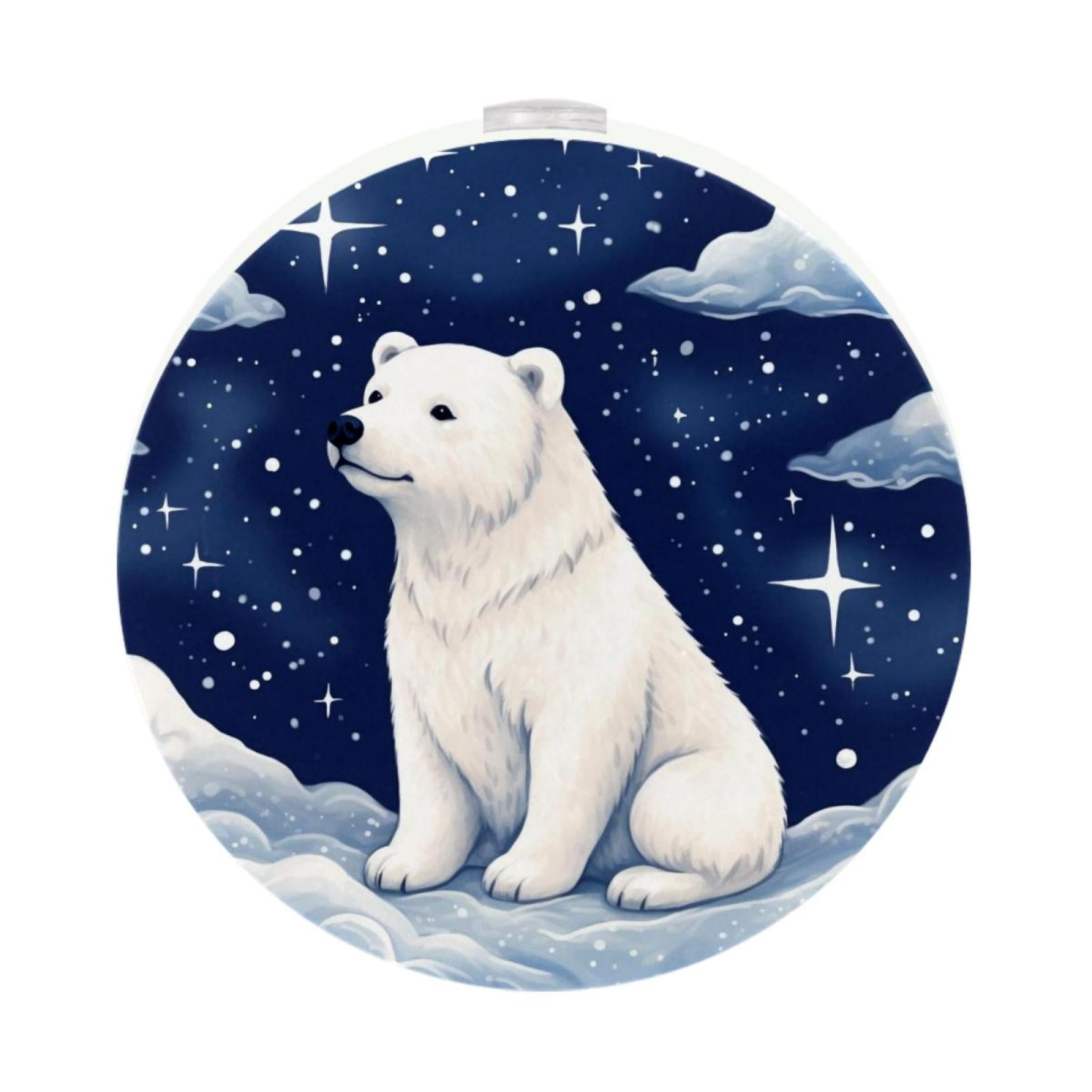 Polar Bear Led Round Night Light-2pcs, Dimmable Plug-in Mini Wall Lamp ...