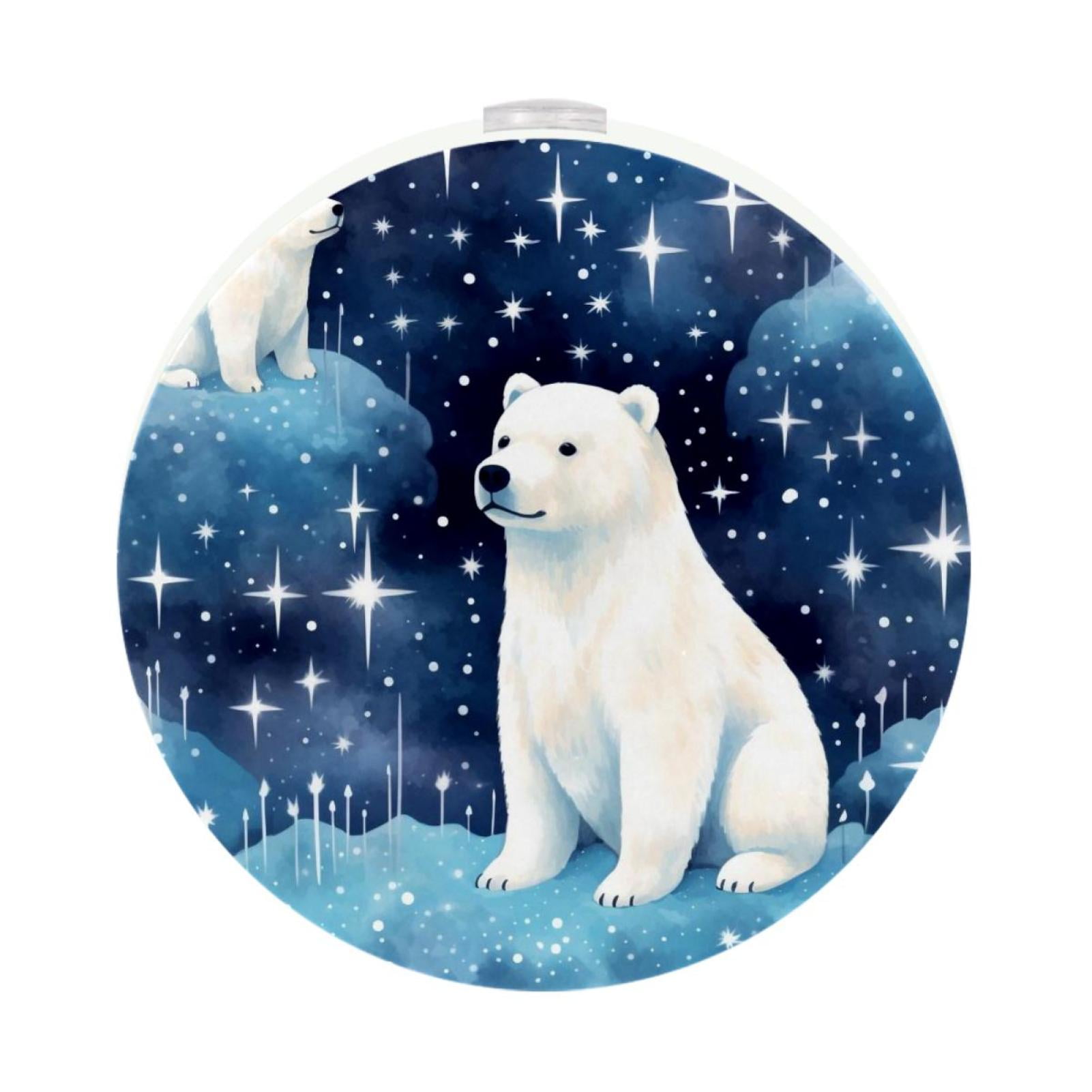 Polar Bear Led Round Night Light-2pcs, Dimmable Plug-in Mini Wall Lamp ...