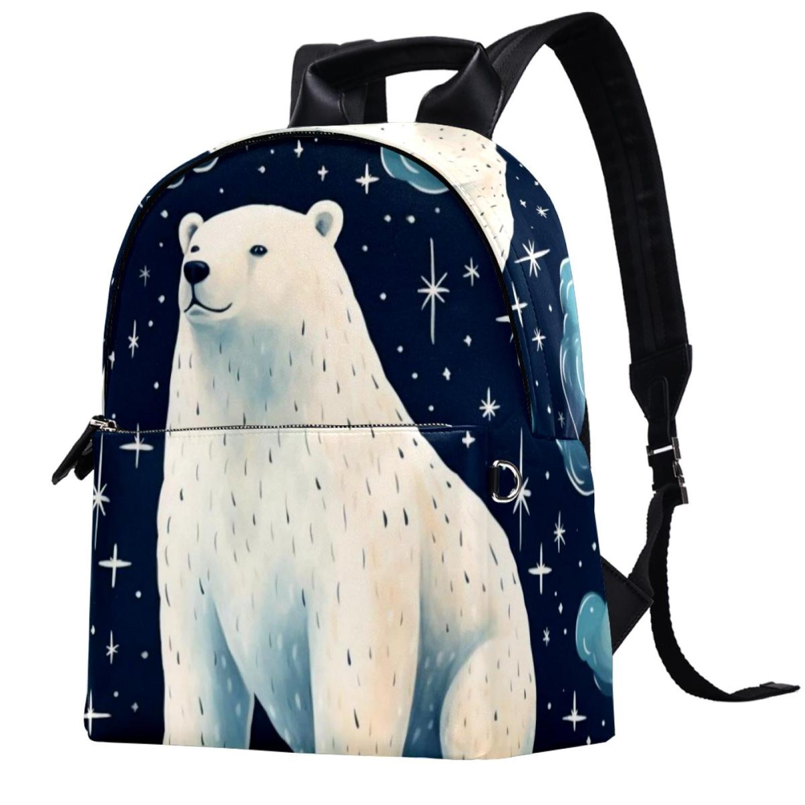 Polar Bear Lightweight Leather Backpack with Adjustable Shoulder Straps ...