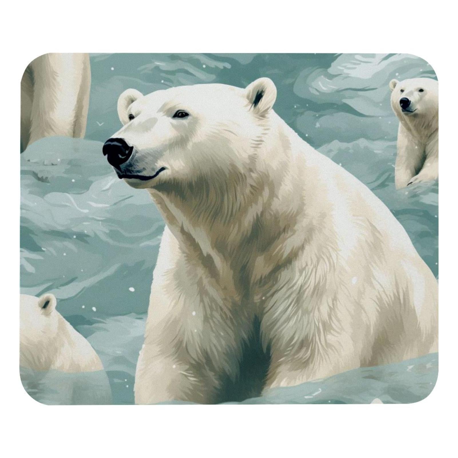 Polar Bear Mousepad 8.3x9.8 Inch Square Non-Slip Rubber Bottom Printed ...