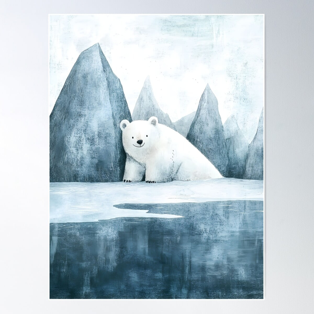 Polar Bear On An Ice Floe Poster Wall Art, Modern Wall Decor For Living ...