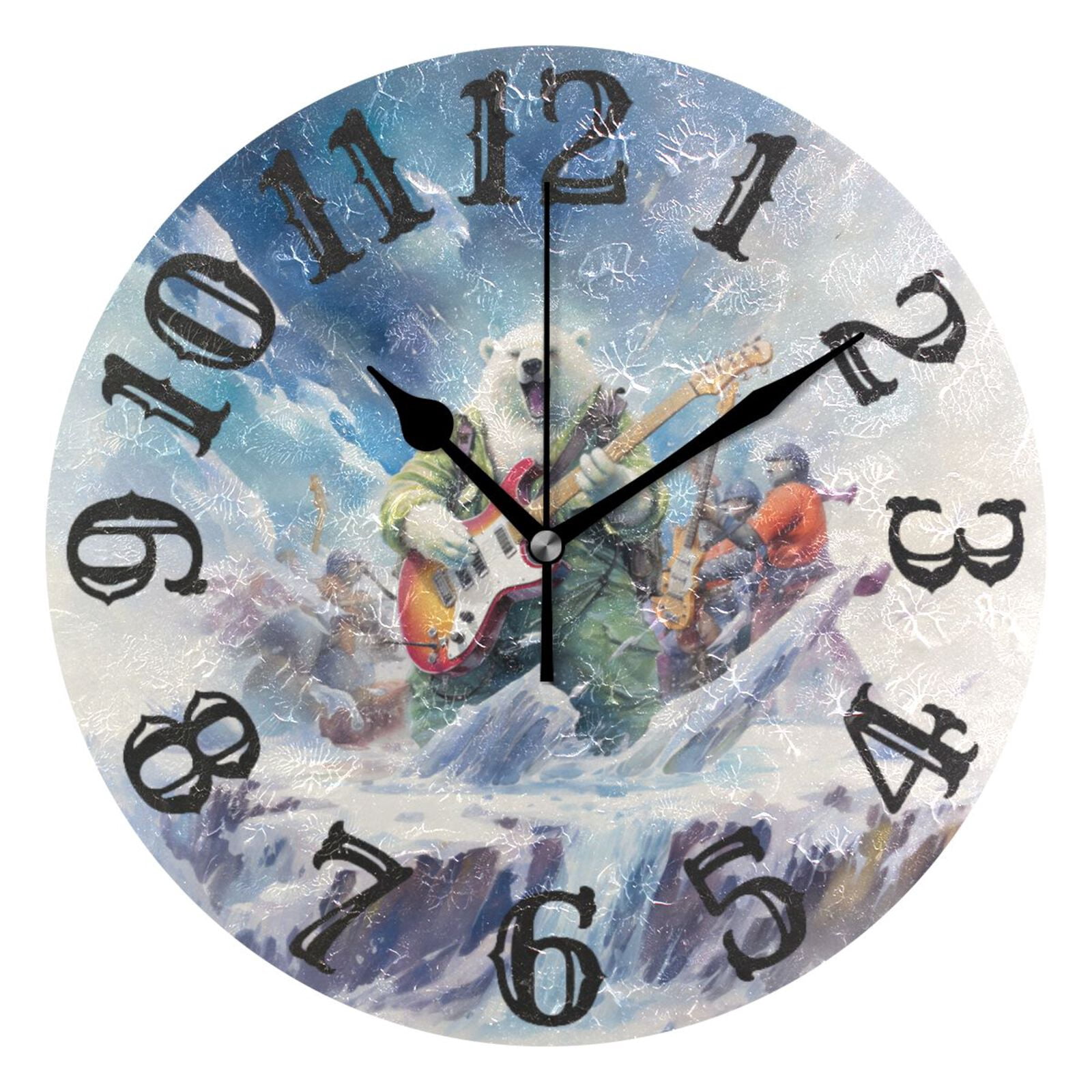 Polar Bear People Ice 10 inch Wall Clocks Non Ticking Easy to Read ...