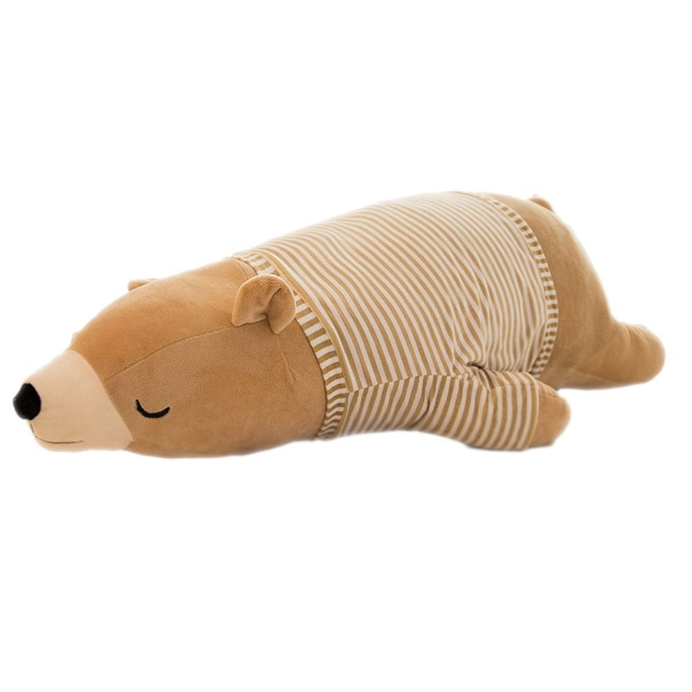 Polar Bear Plush Toy, 14" Brown Sleeping Stuffed Animal, Soft Huggable ...