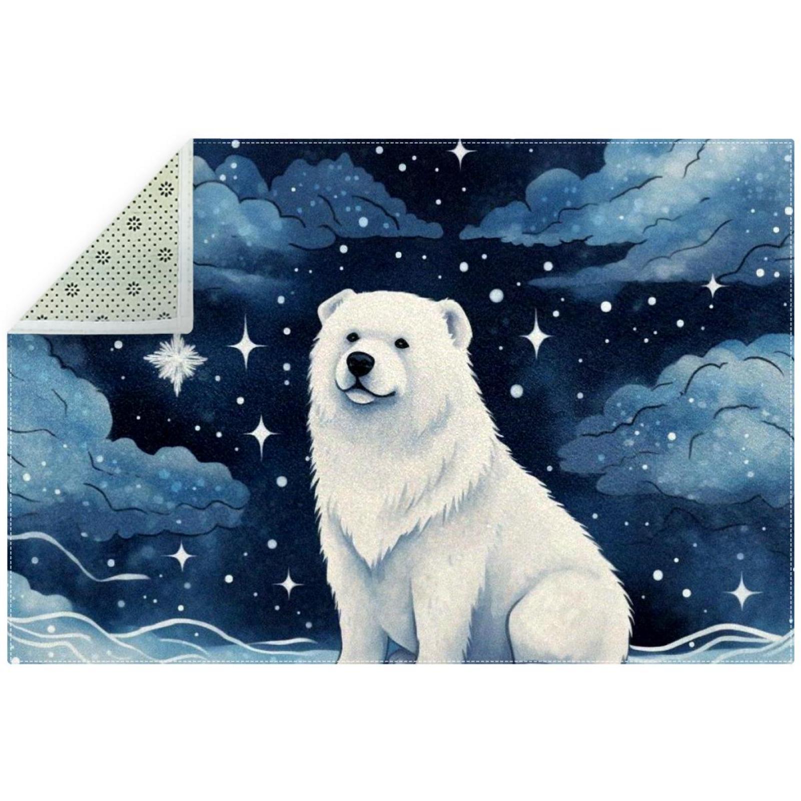 Polar Bear Polyester Rectangular Chair Rug - Floor Mat for Office or ...
