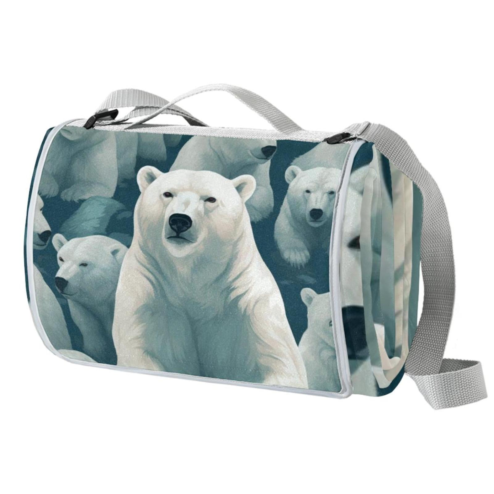 Polar Bear Portable Canvas Picnic Blanket Waterproof Backing for ...