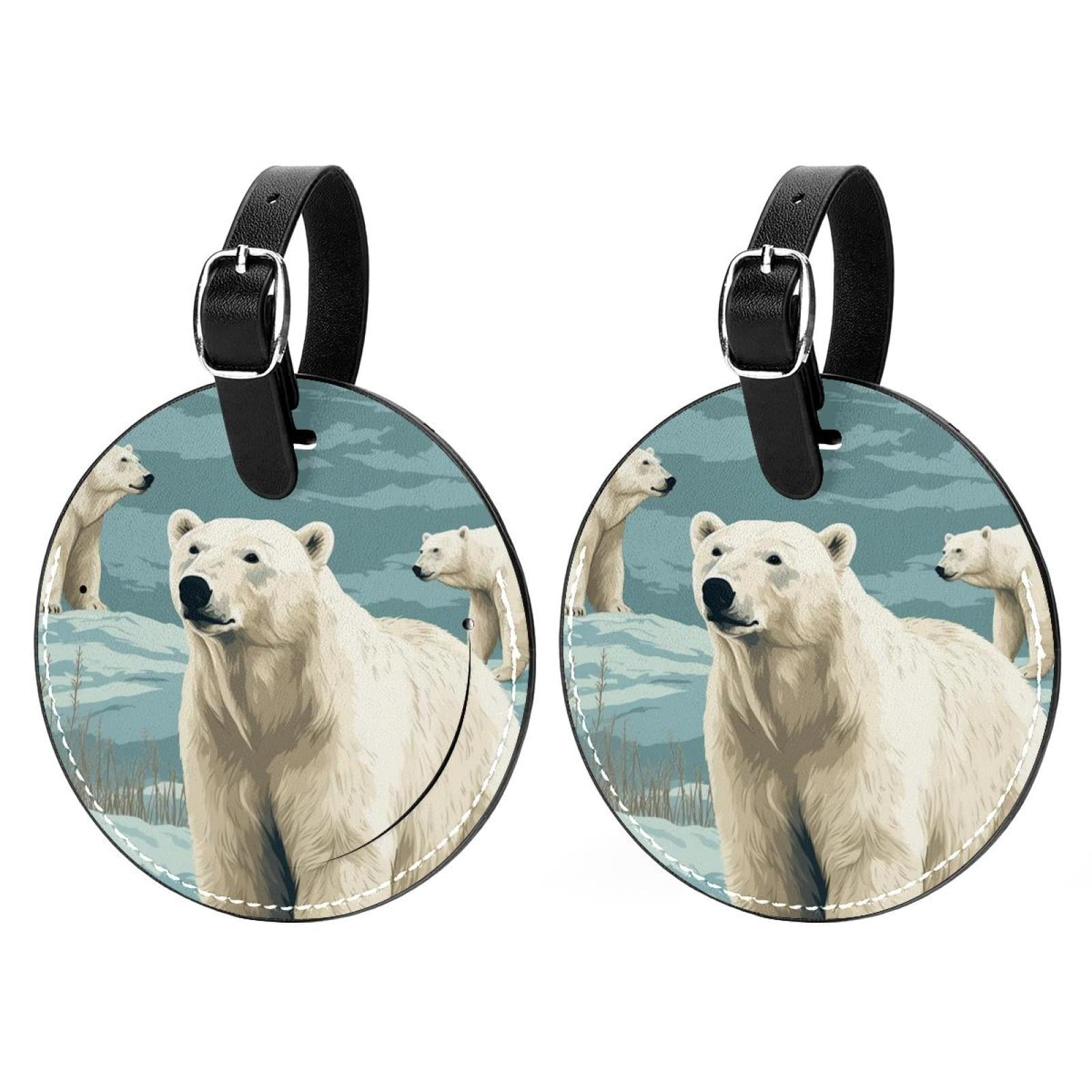 Polar Bear Premium PU Leather Luggage Tags - Travel Tag Set for ...