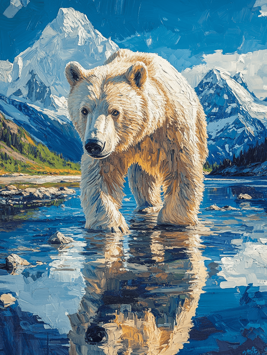 Polar Bear Reflection Canvas Wall Art， Perfect for Living Room， Bedroom， Office， Bathroom， and ...