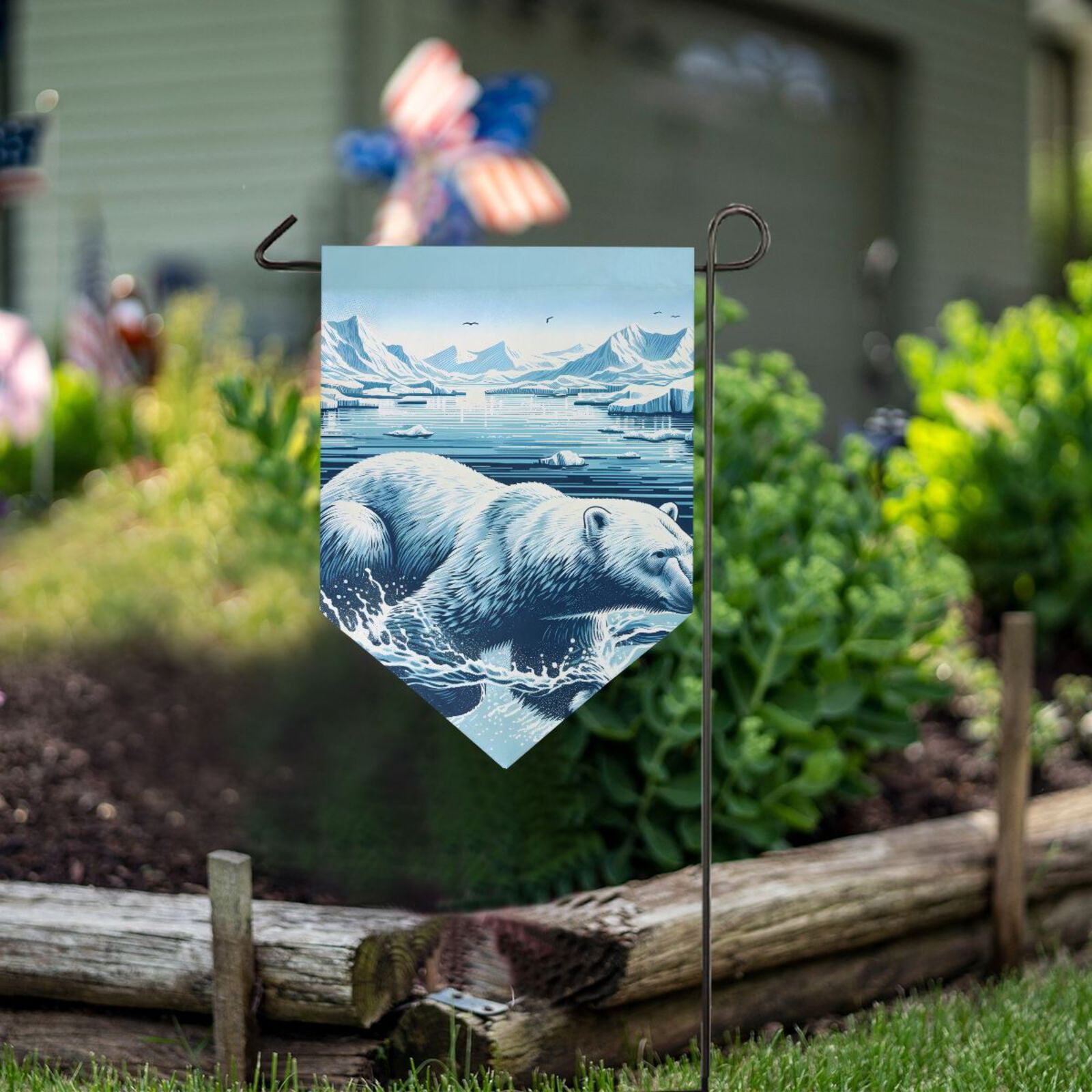 Polar Bear Sea Iceberg Garden Flag 18" x 12.5" Double Sided Yard Lawn ...