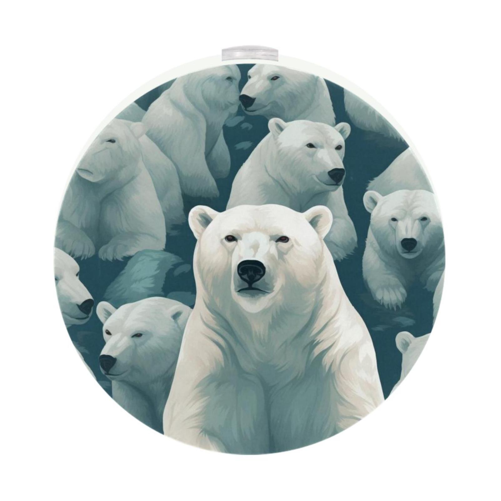 Polar Bear Set of 2 LED Round Night Lights for Brightening up your ...