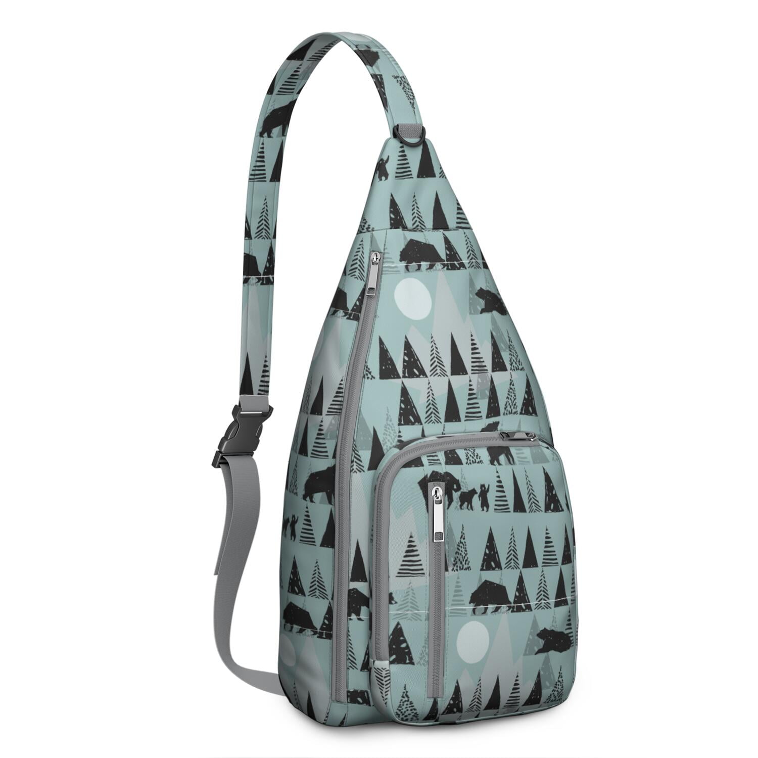Polar Bear Sling Backpack - Winter-Themed Artistic Bear Pattern, Multi ...