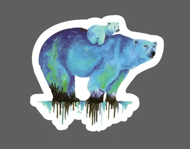 Polar Bear Sticker Cub Mother Waterproof Sticker Phone Decal Water ...