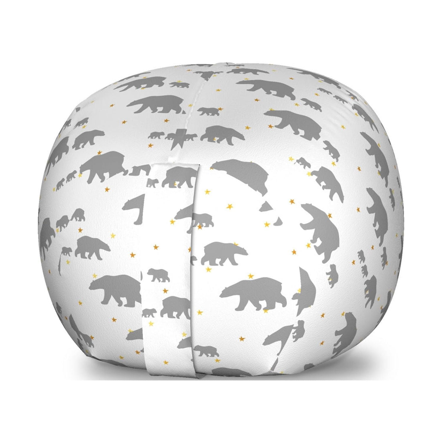 Polar Bear Storage Toy Bag Chair, Grey Silhouettes of Mother and Bears ...