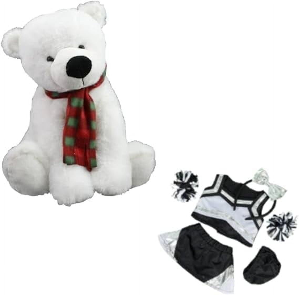 New Polar Bear Stuffed Toy 16-Inch in Cheerleader Uniform - Cheer Bow ...