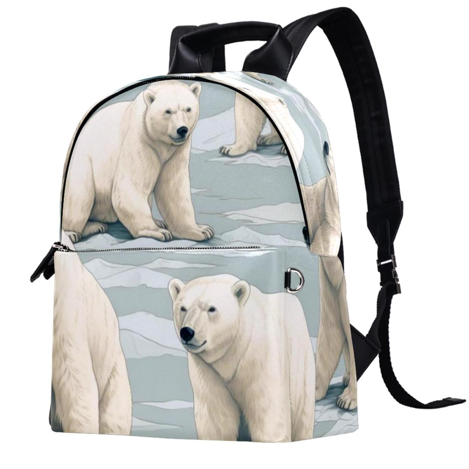 Polar Bear Stylish Leather Business Camping Backpack, Lightweight Cute ...
