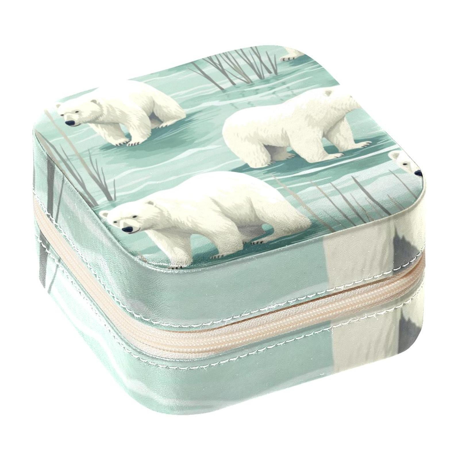 Polar Bear Travel Portable Jewelry Box - Square Organizer Box with ...