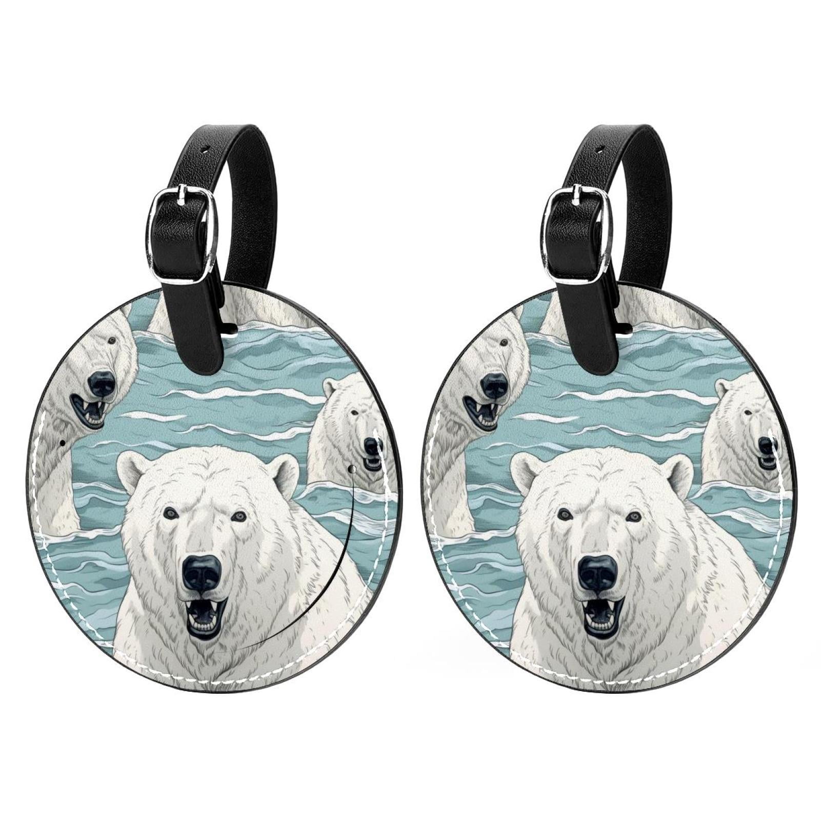 Polar Bear Travel Tags Set PU Leather Aluminum Alloy Needle Buckle ...