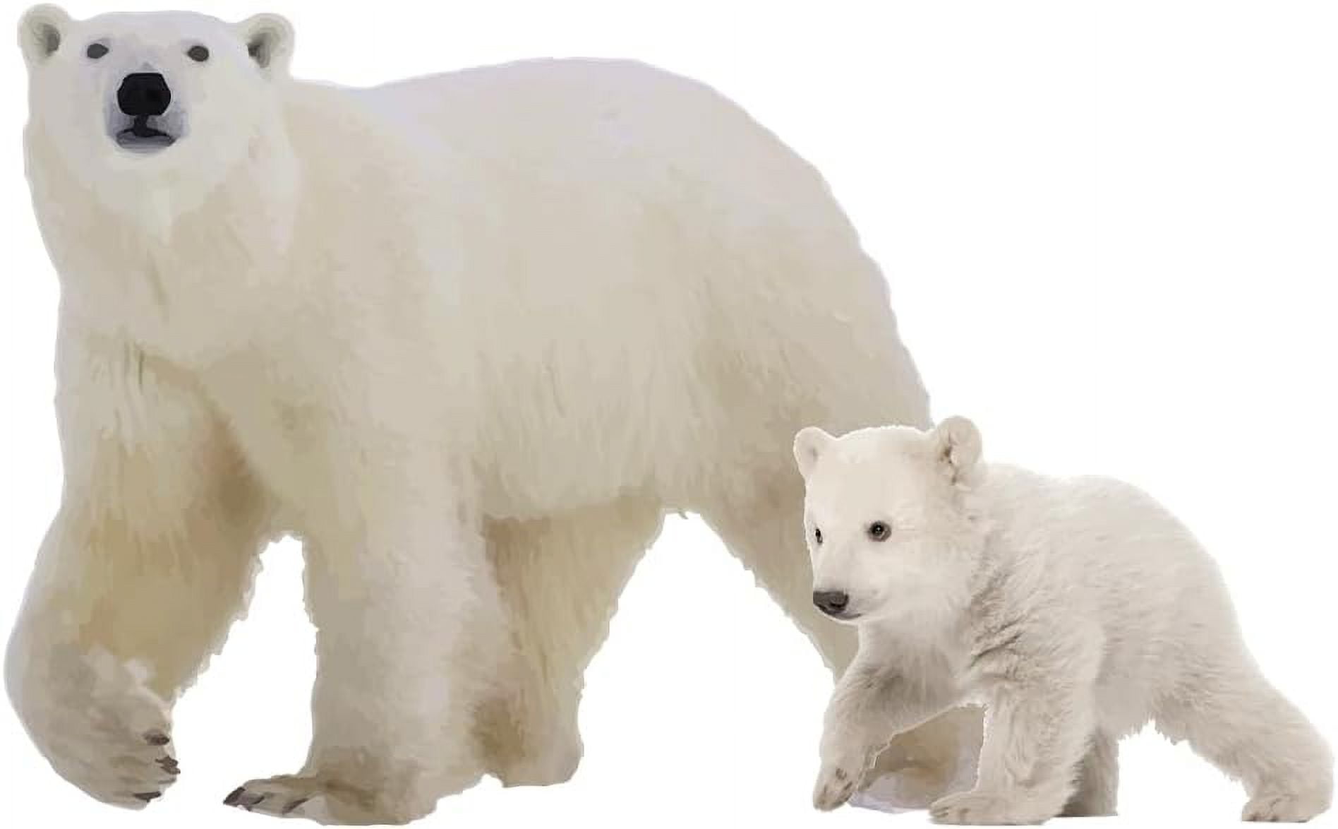 Polar Bear Wall Sticker Realistic 3D Bears Wall Decals Jungle Animal ...