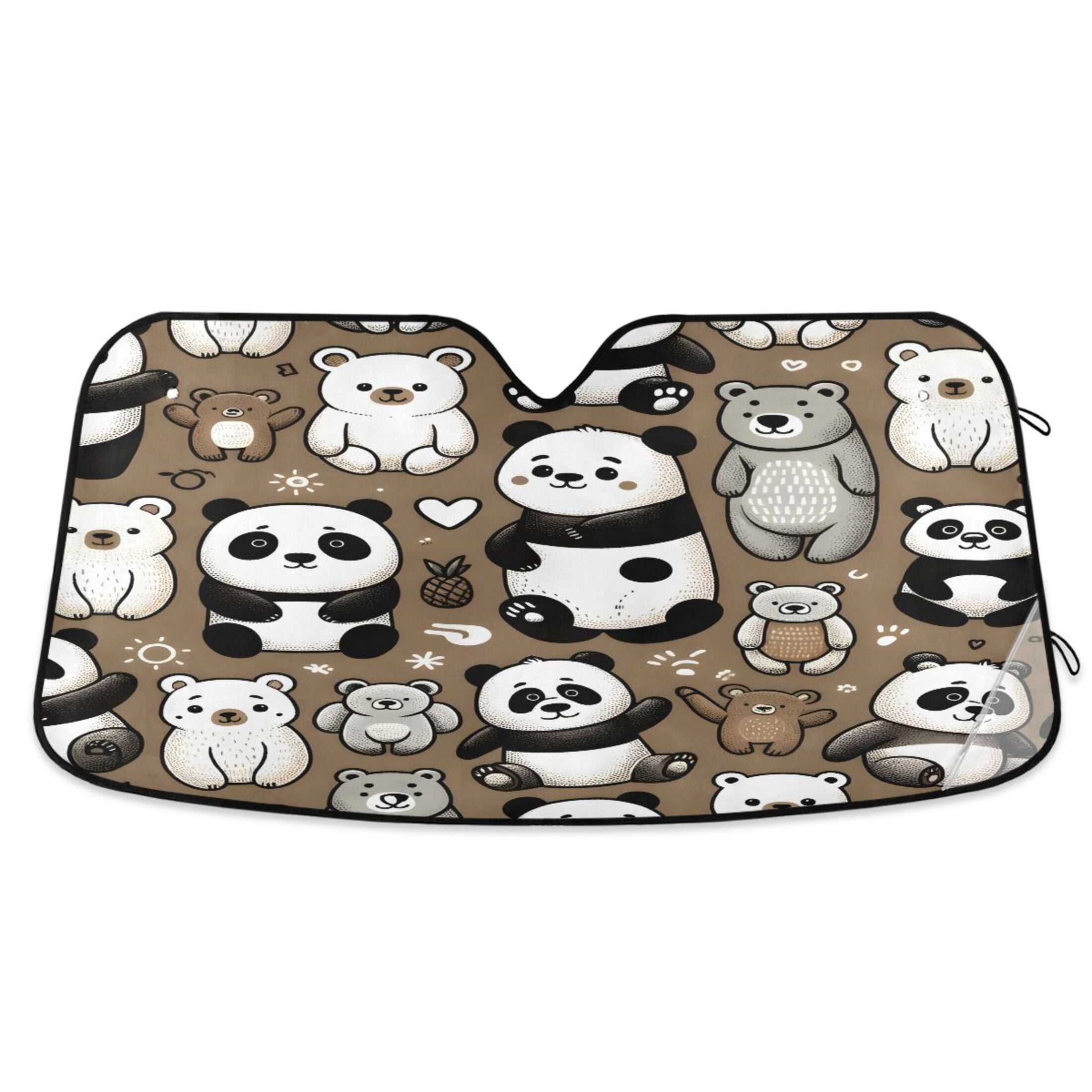 Polar Bear and Panda Car Windshield Sun Shade Foldable Car Front Window ...