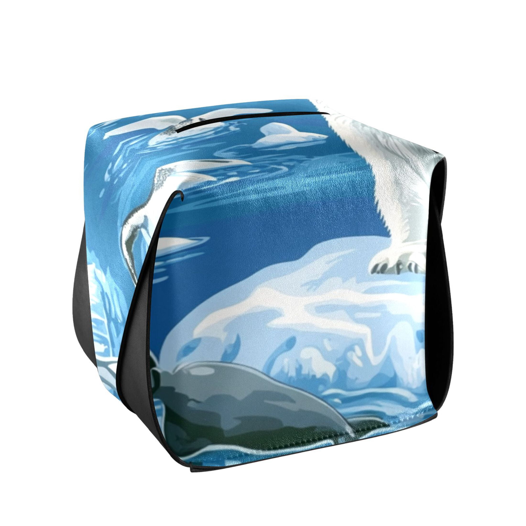 Polar Bear and Penguin Tissue Box Cover Leather Square Rectangle Tissue ...
