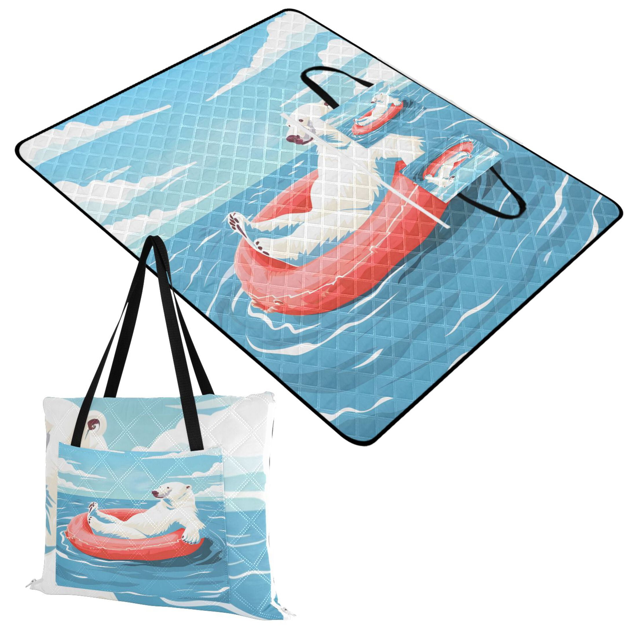 Polar Bear on Ocean Extra Large Picnic Beach Blanket Waterproof Sand ...