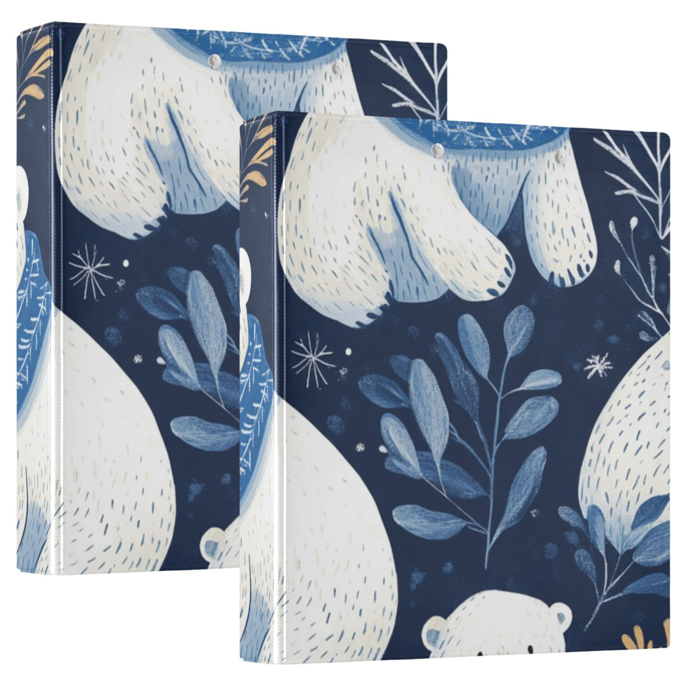 Polar Bears Leaves 3 Ring Binders 1.5 inch Hardcover File Folders with ...