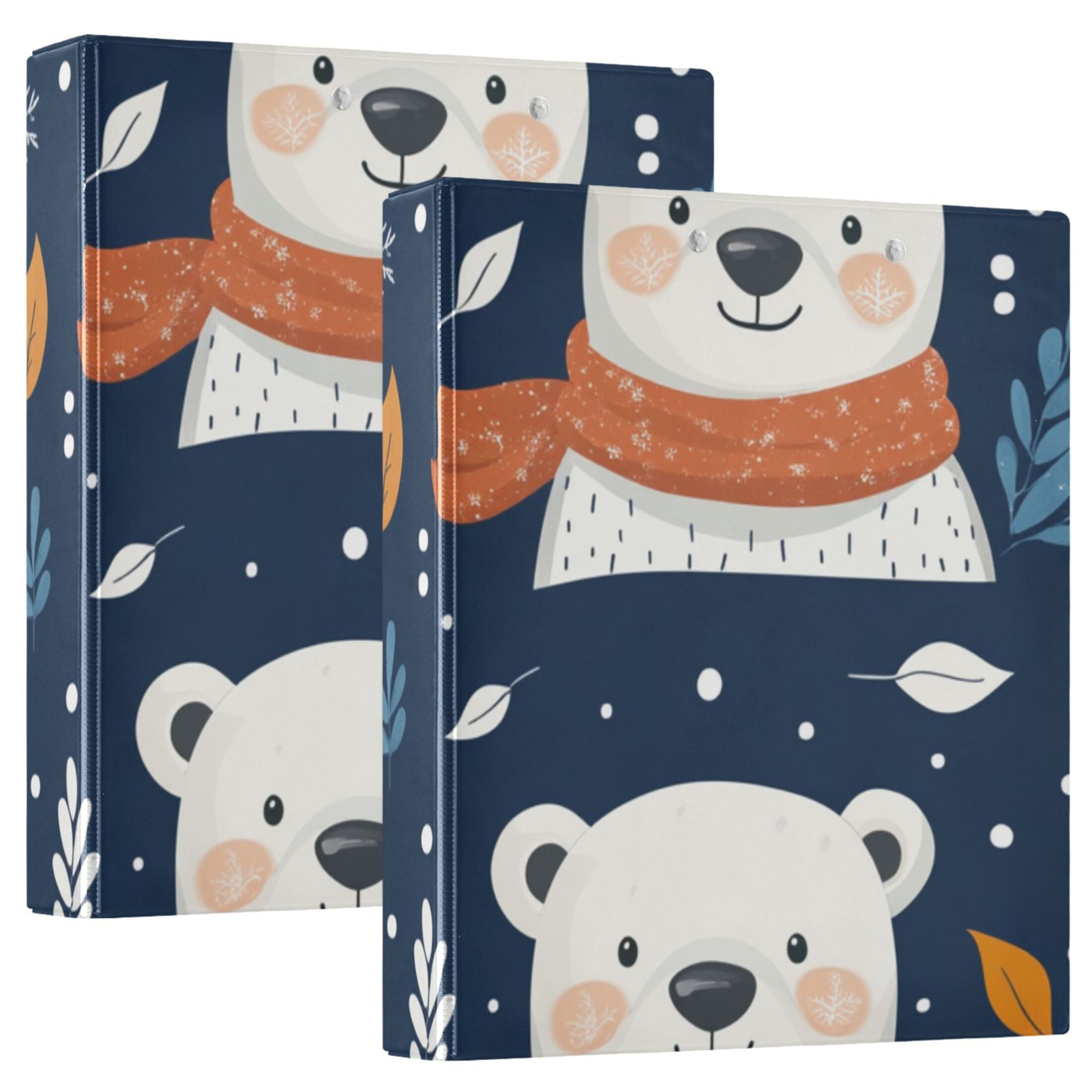 Polar Bears Snow 3 Ring Binders 1.5 inch Hardcover File Folders with ...