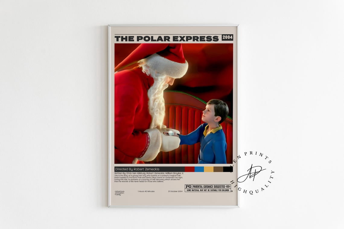 The Polar Express, Christmas Poster, Retro Movie Print, Midcentury ...