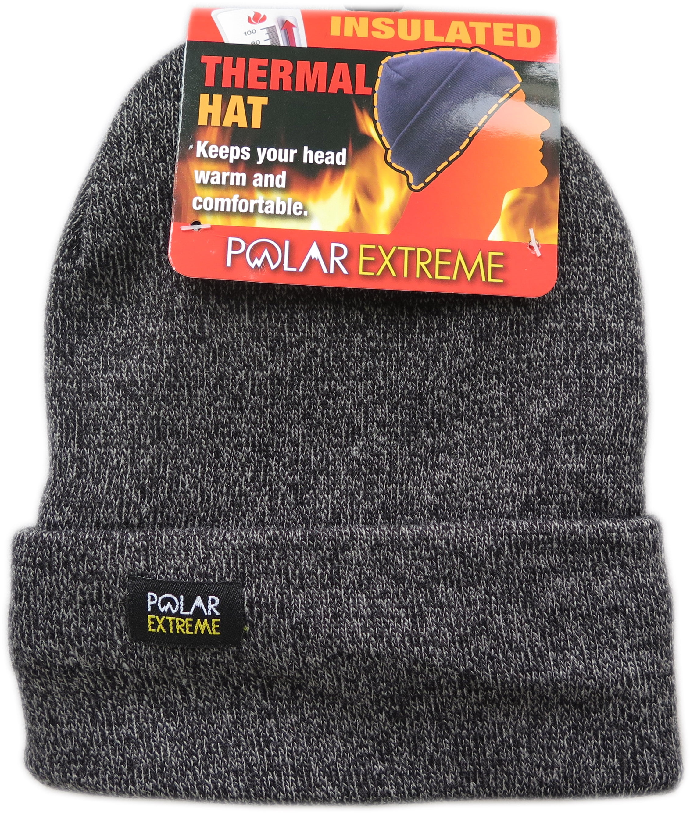 Polar Extreme Men's Thermal Fleece Lined Knitted Winter Hat, Fold Over ...