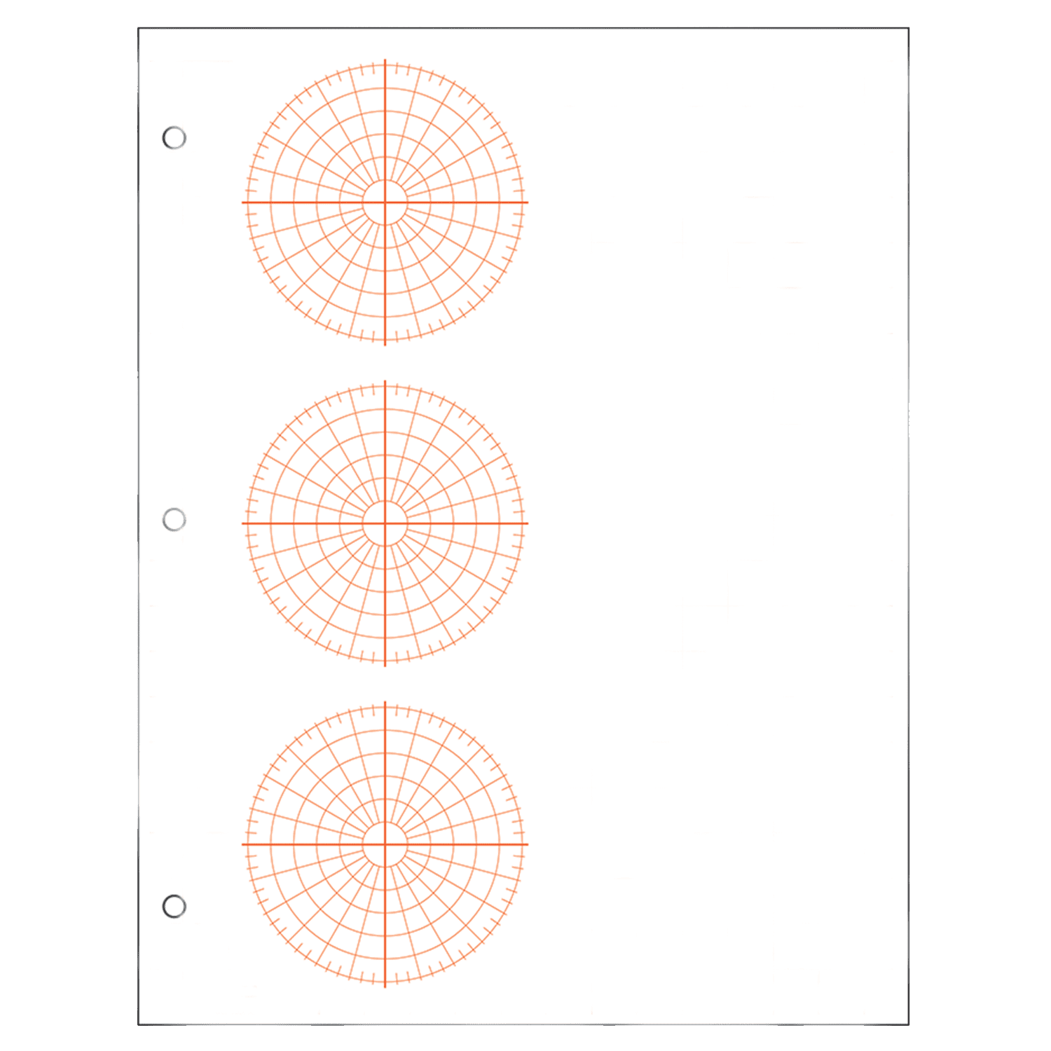 Polar Graph Paper with Accentuated XY Axis, 3 Polar Graphs with 1/4 ...