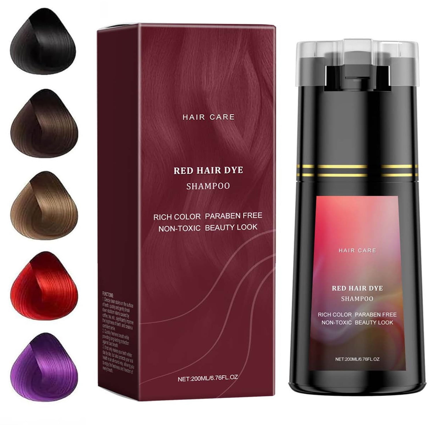 Rdeuod Polar Hair Dye Shampoo, 3-in-1 Hair Color for Gray Coverage, Red ...