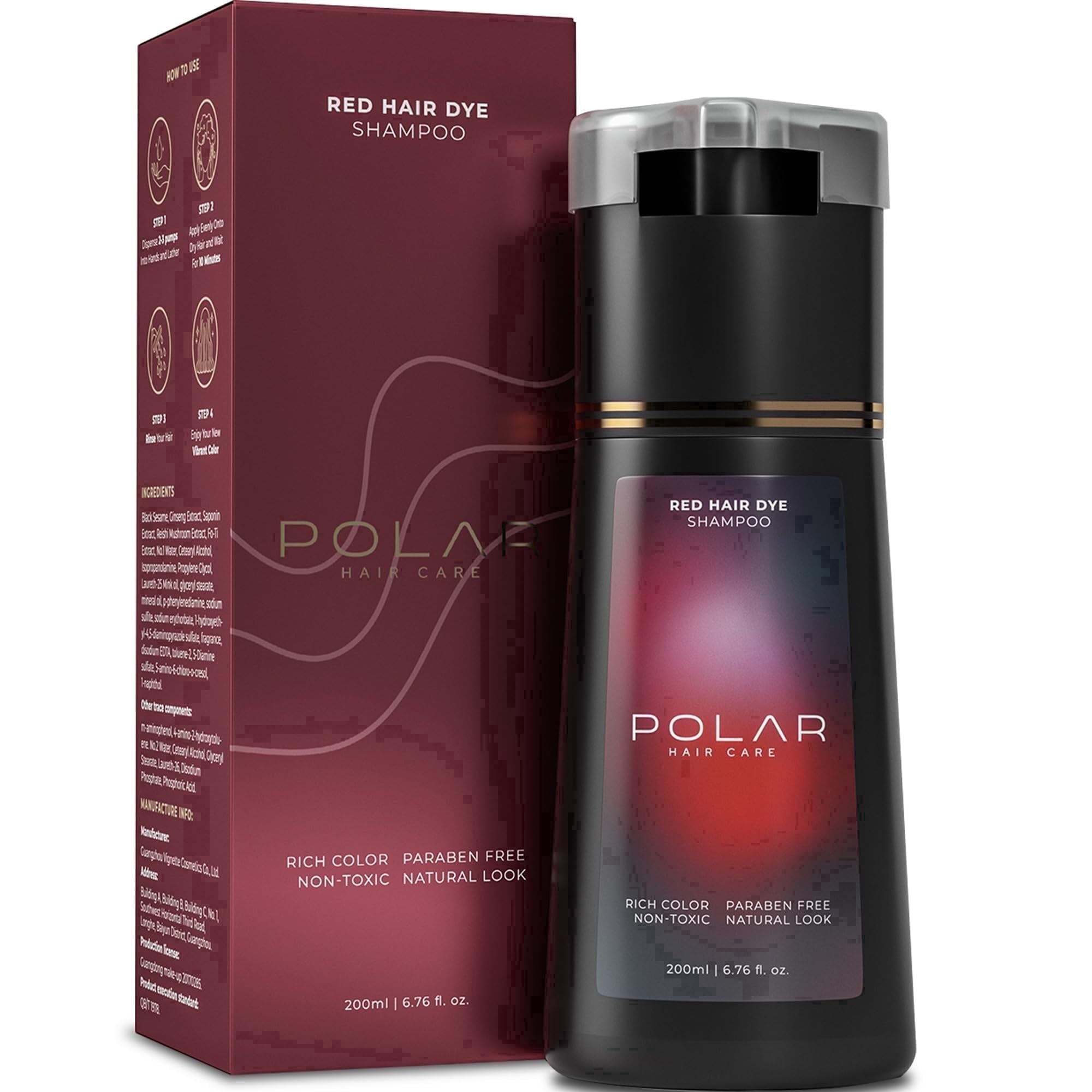 Polar Haircare - Red Coloring Shampoo for Gray Hair Natural Semi ...