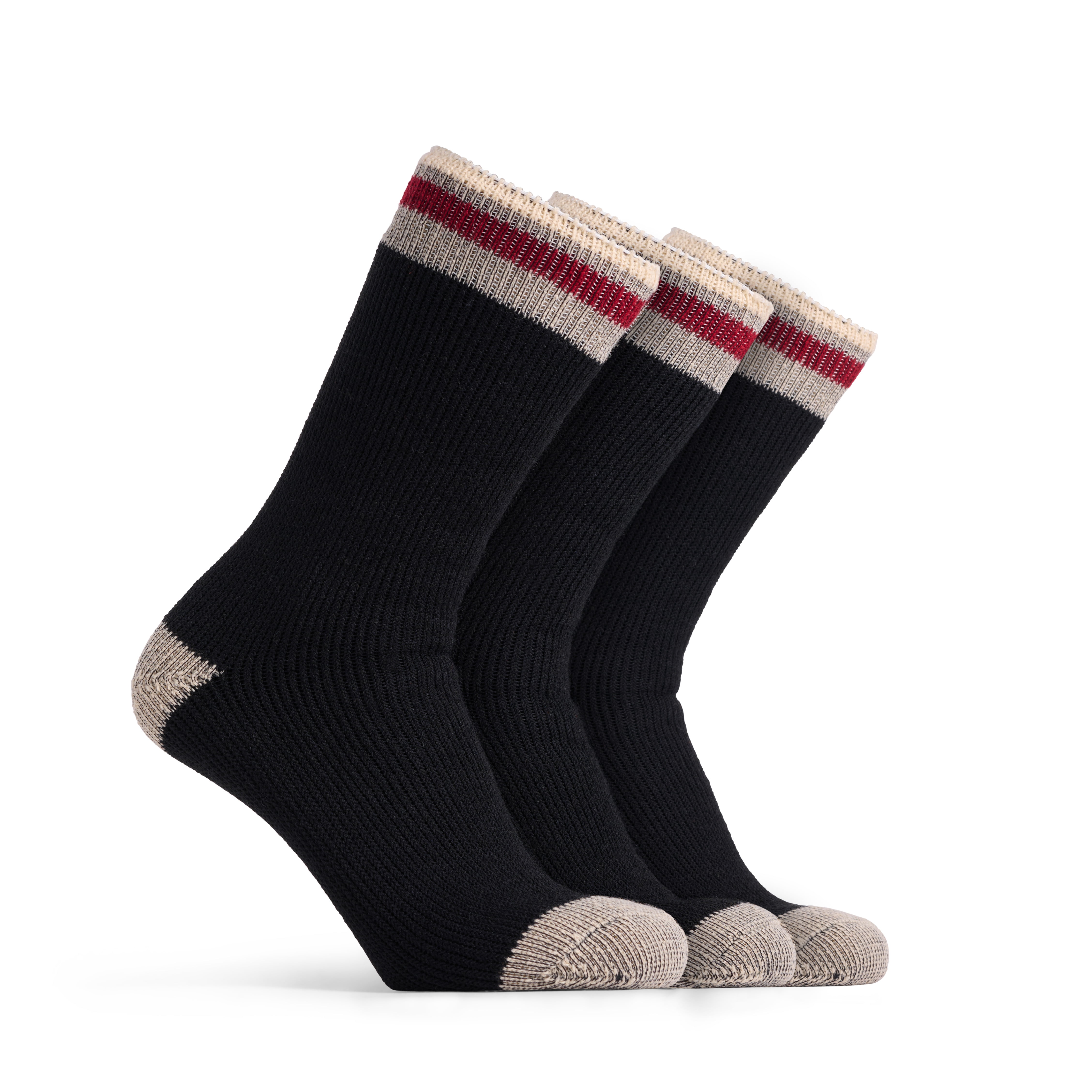 Polar Heat Wool Thermal Boot Socks, Black Blaze, 3 Pairs, Warm ...