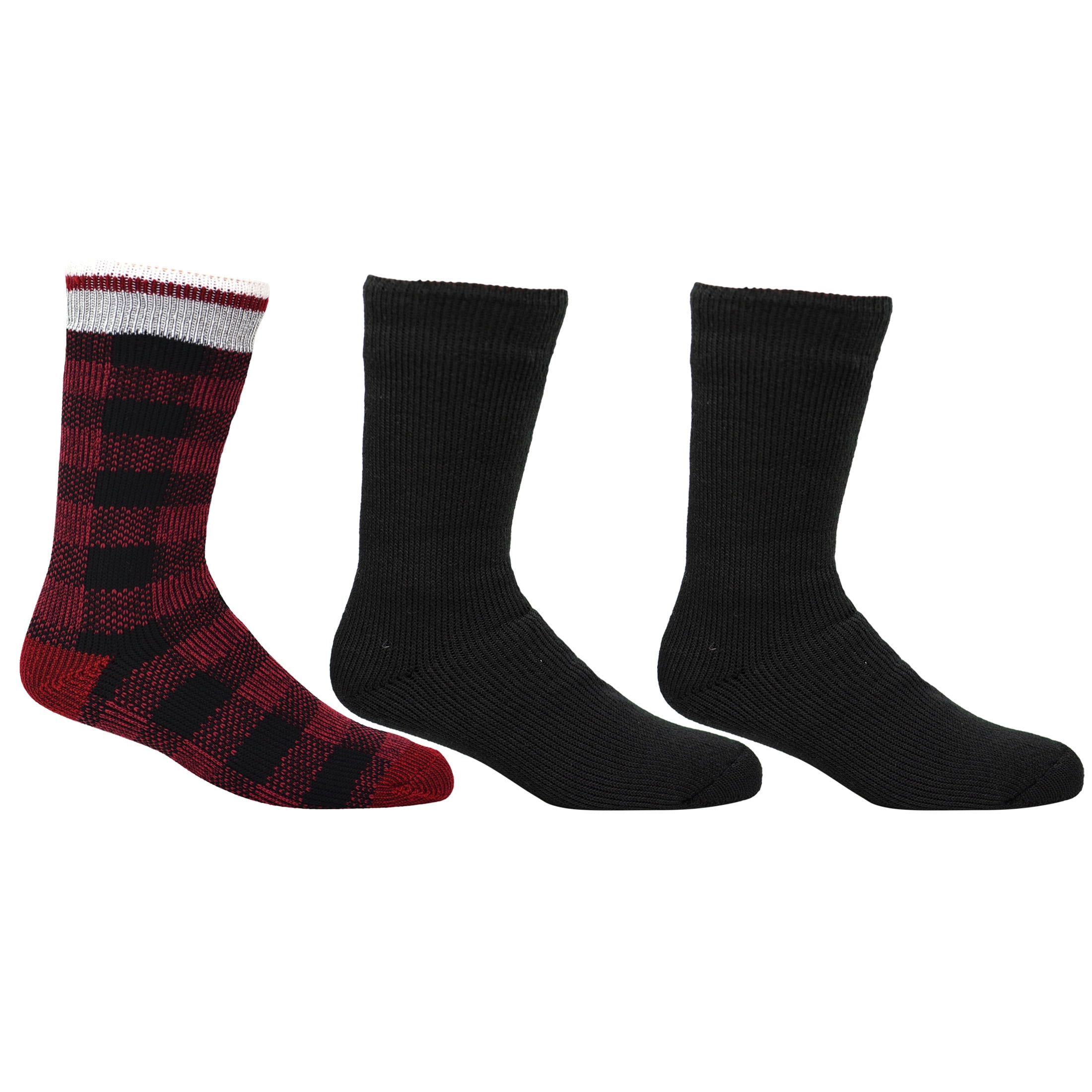 Polar Heat Nanuuq Acrylic Wool Long Boot Socks - Black Red - 3 Pairs ...