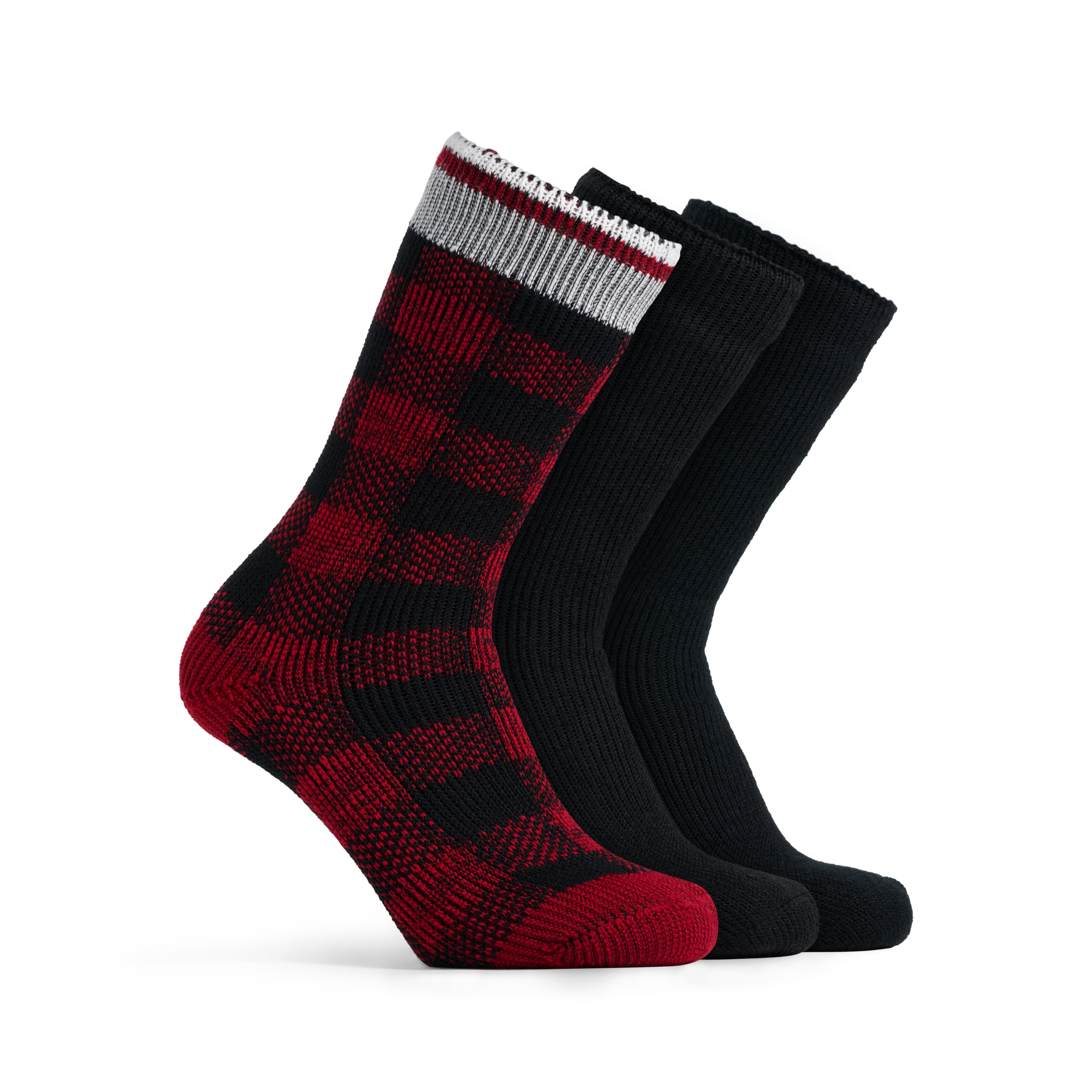 Polar Heat Nanuuq Acrylic Wool Long Boot Socks - Black Red - 3 Pairs ...