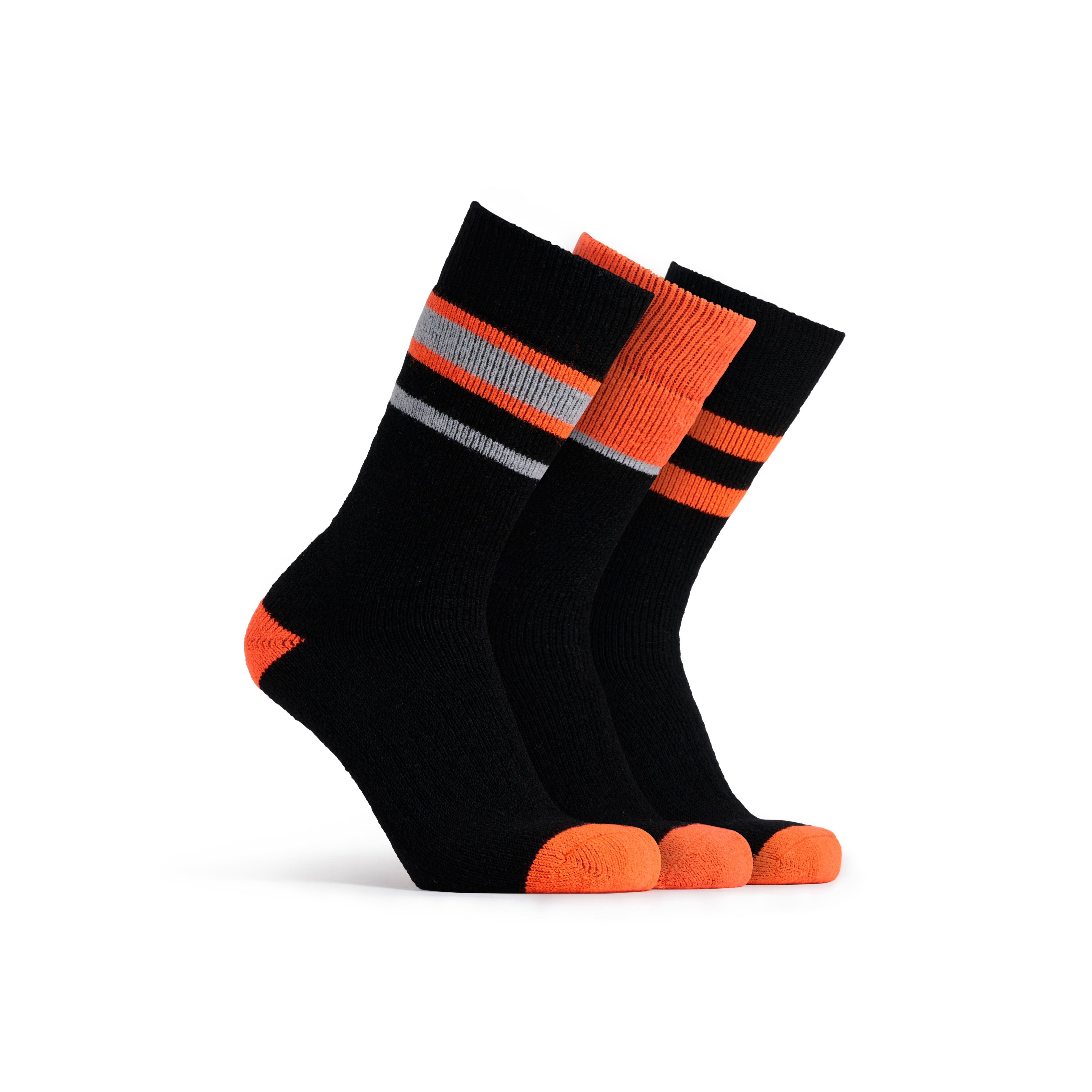 Polar Heat Men's Winter Wool Thermal Socks 3pk - Black Blaze, Cushioned ...