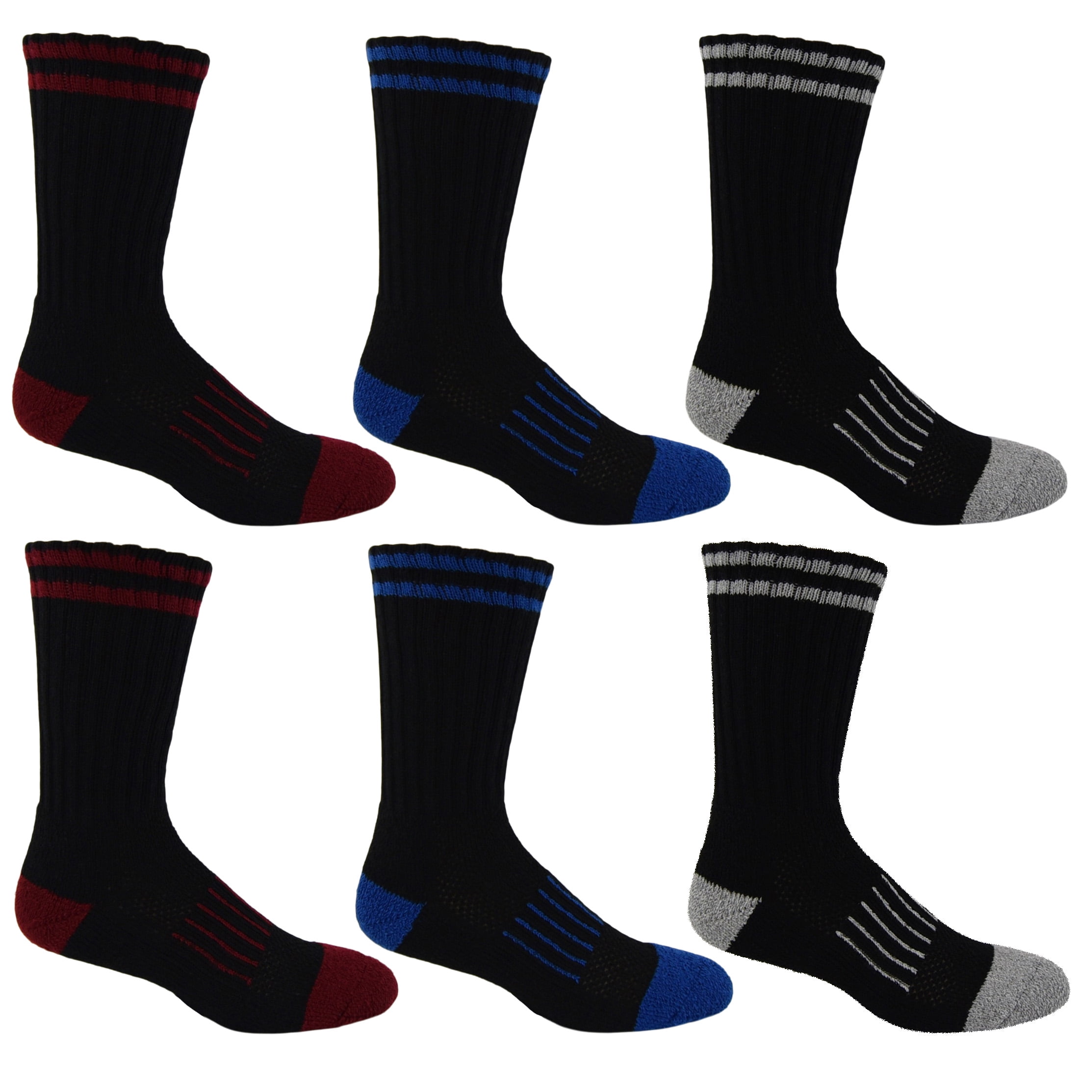 Polar Heat Men's Cotton Boot Socks 6 Pairs, Arch Compression, Cushioned ...