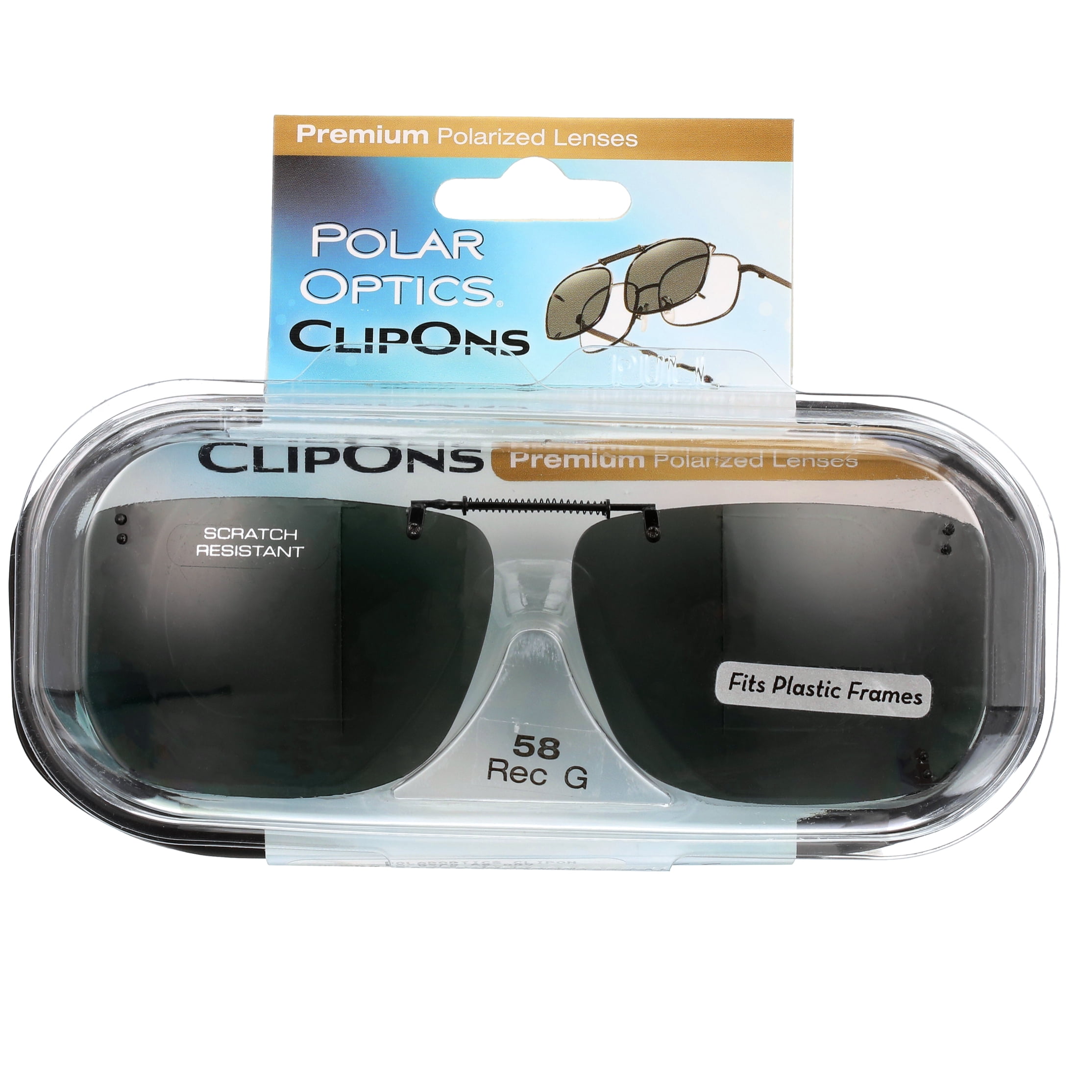 Polar Optical Optics Unisex RECG 58 GRY ClipOns Sunglasses Gray ...
