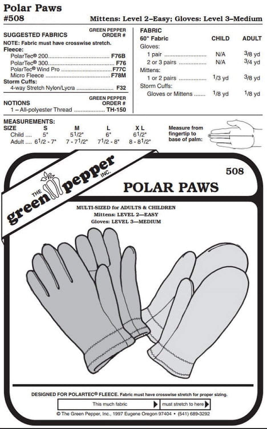 Polar Paws #508 For Adults and Children Gloves Mittens Sewing Pattern ...