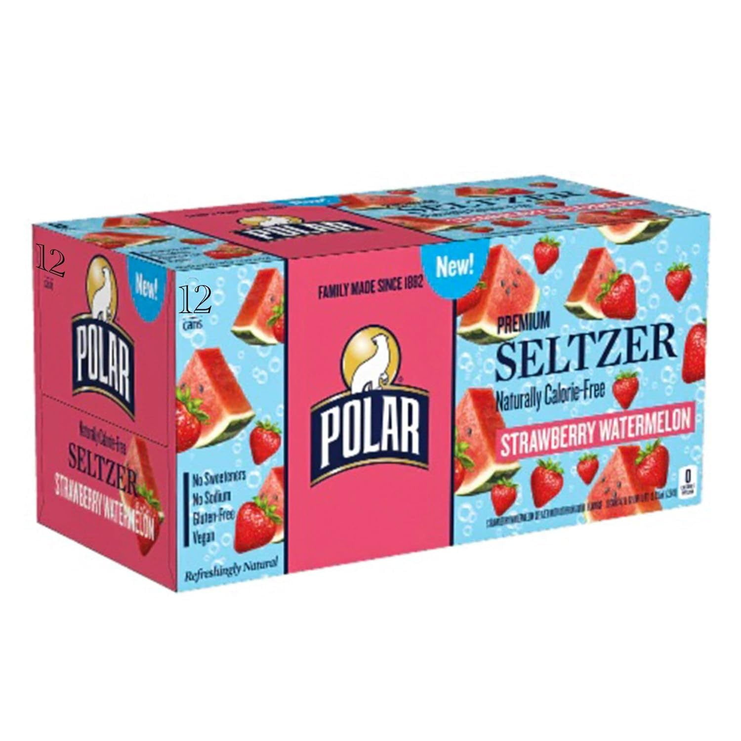 Polar Premium Seltzer Sparkling Water Strawberry Watermelon 12 fl oz 12 Pack by LMHF - Walmart.com