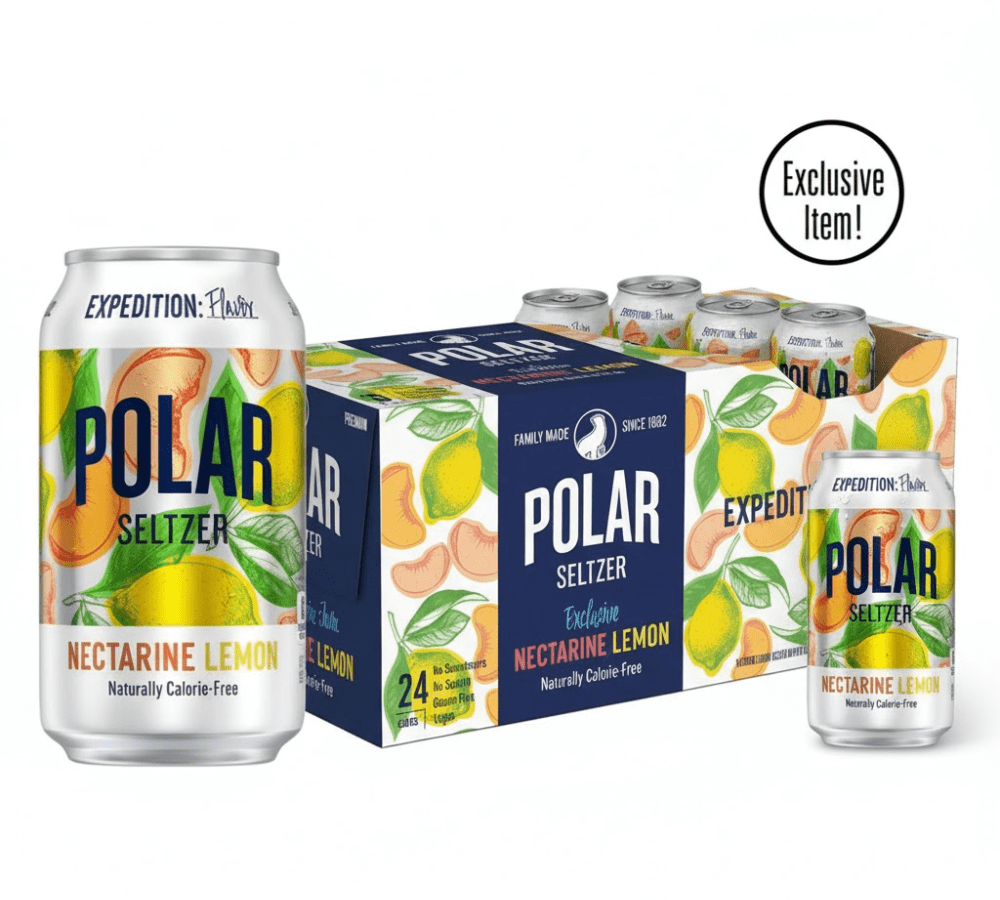 Polar Seltzer Nectarine Lemon, 12 fl oz Cans, 24 Pack – 100% Natural ...