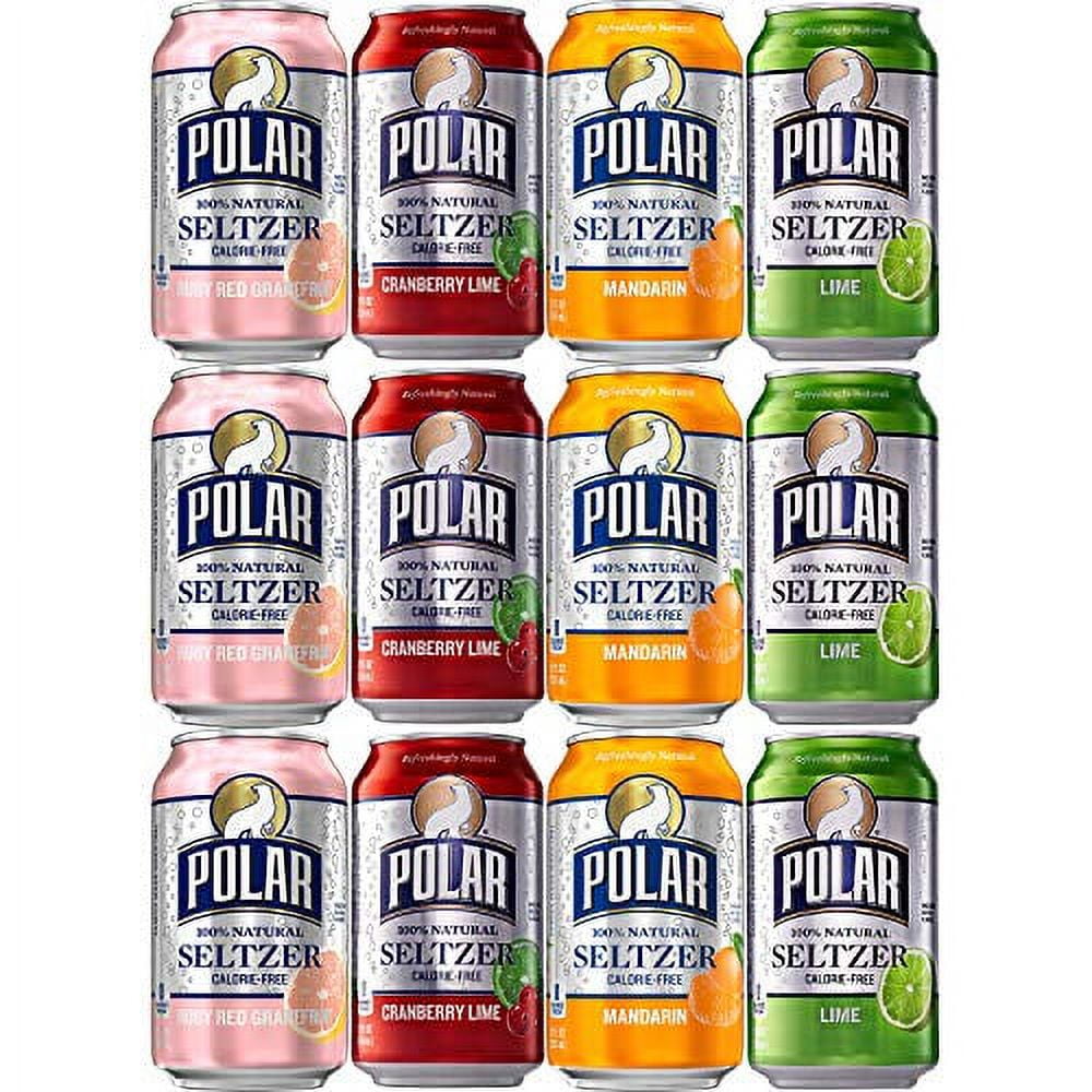Polar Seltzer Variety Pack, Cranberry Lime, Mandarin, Ruby Red Grapefruit, Lime, 12 oz Cans ...