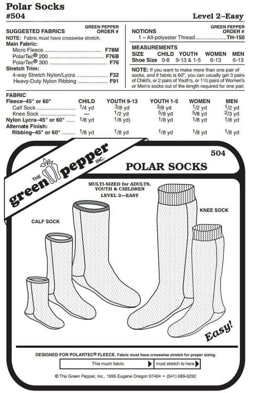Polar Socks #504 For Adults and Children Slipper Sock Socks Sewing ...