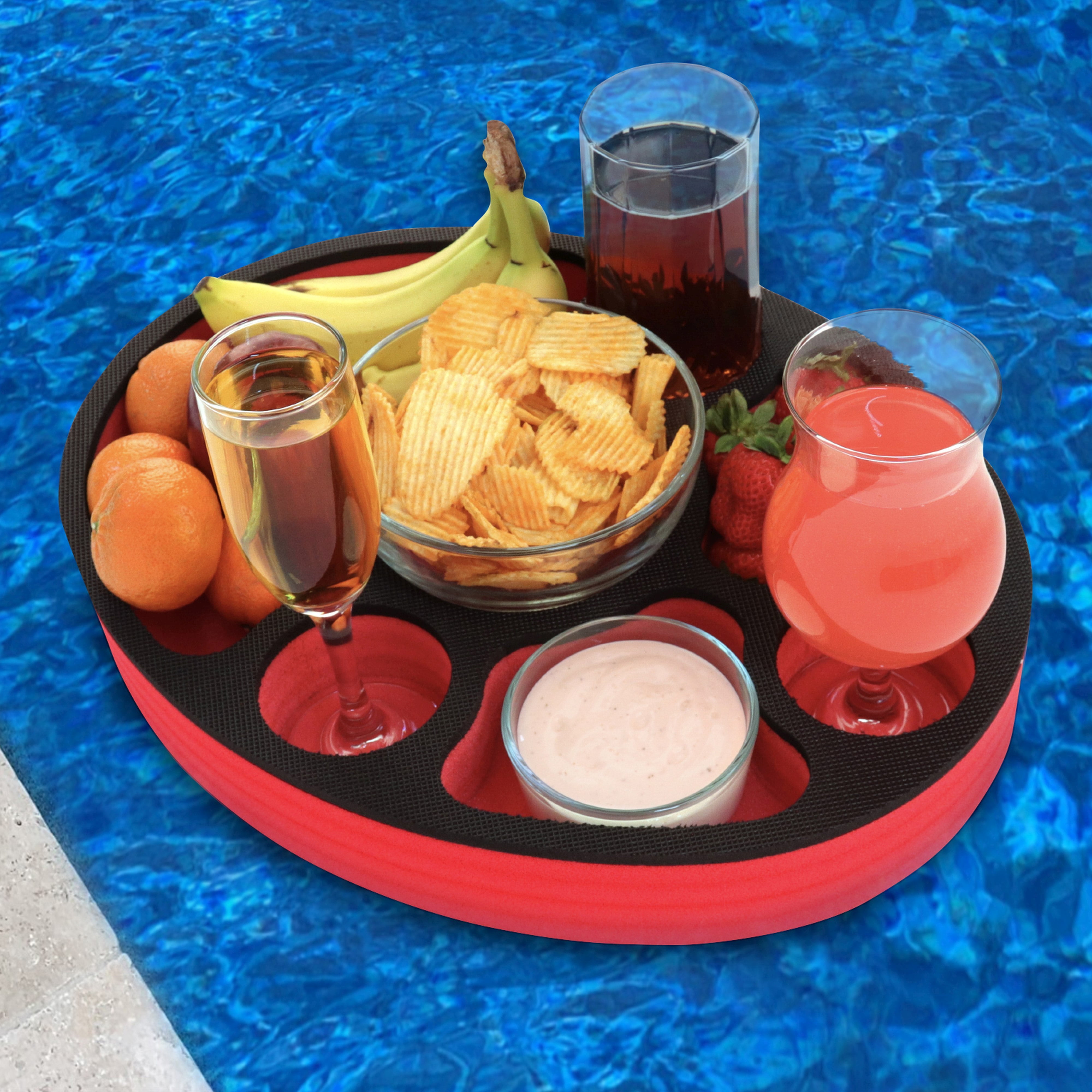 Polar Whale Floating Spa Hot Tub Bar Drink and Food Table Red and Black ...